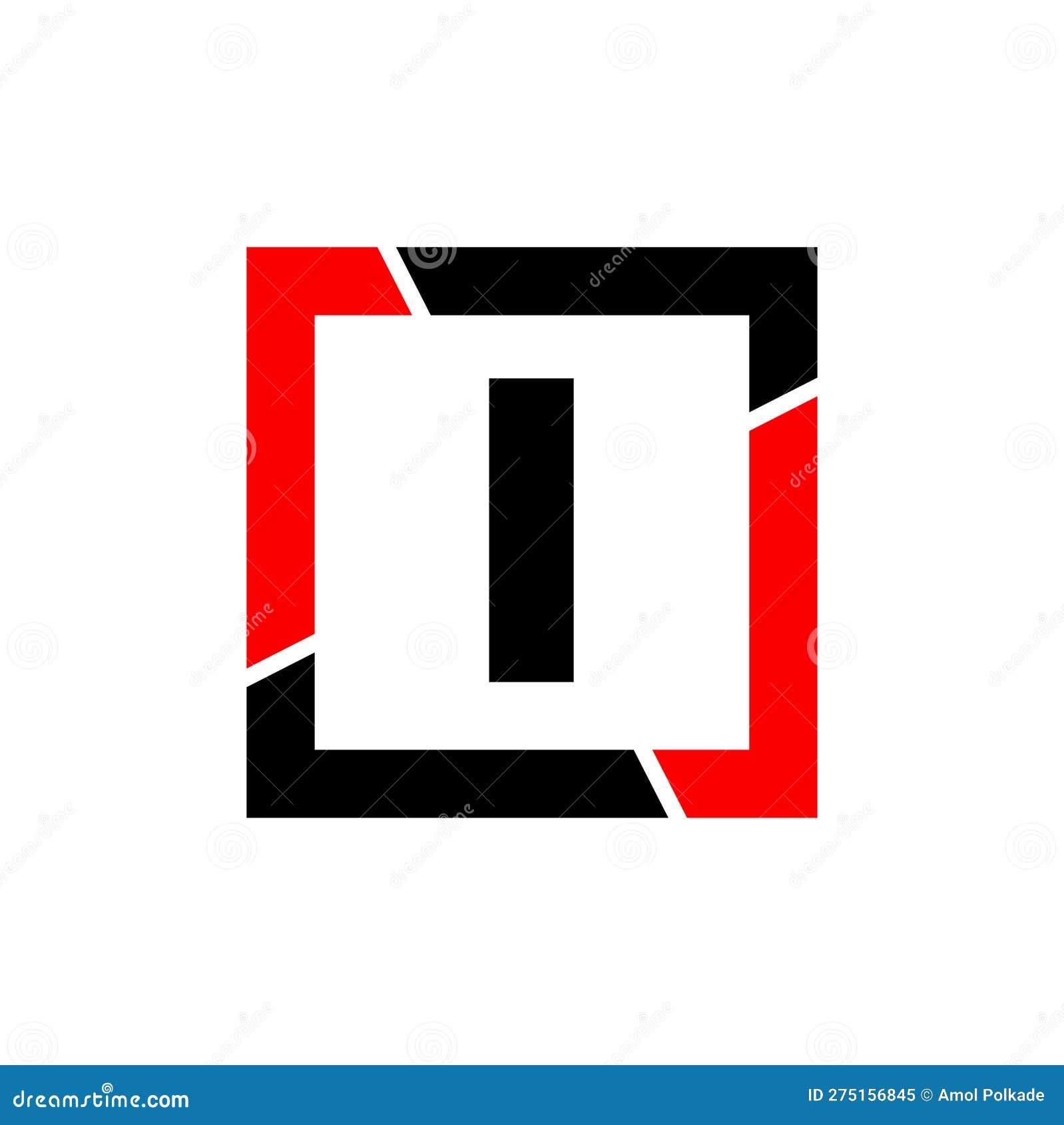 I Letter with Red Black Frame Monogram. I Company Icon Stock Vector ...