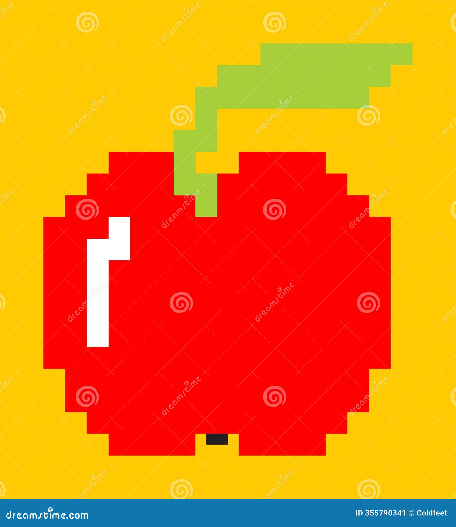 I Like Apples. Pixel Vector Illustration on Yellow Background Stock ...
