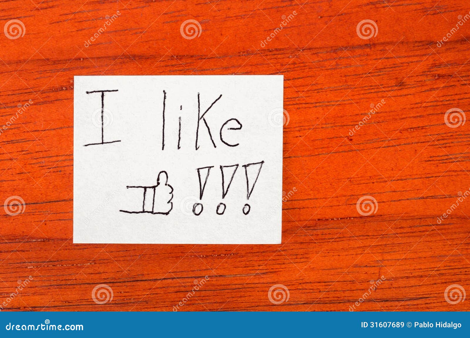 I Like - Post it Note on Wood Background Stock Image - Image of like ...