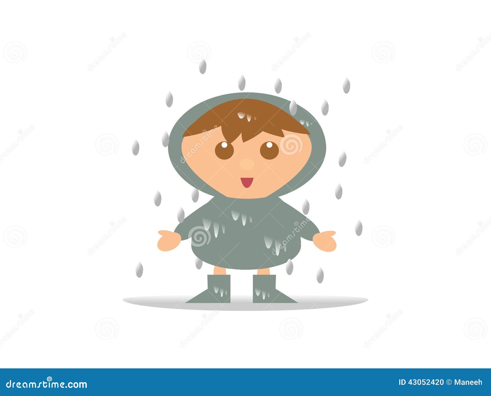 Little Child with Raincoat in the Rain Stock Vector - Illustration of ...