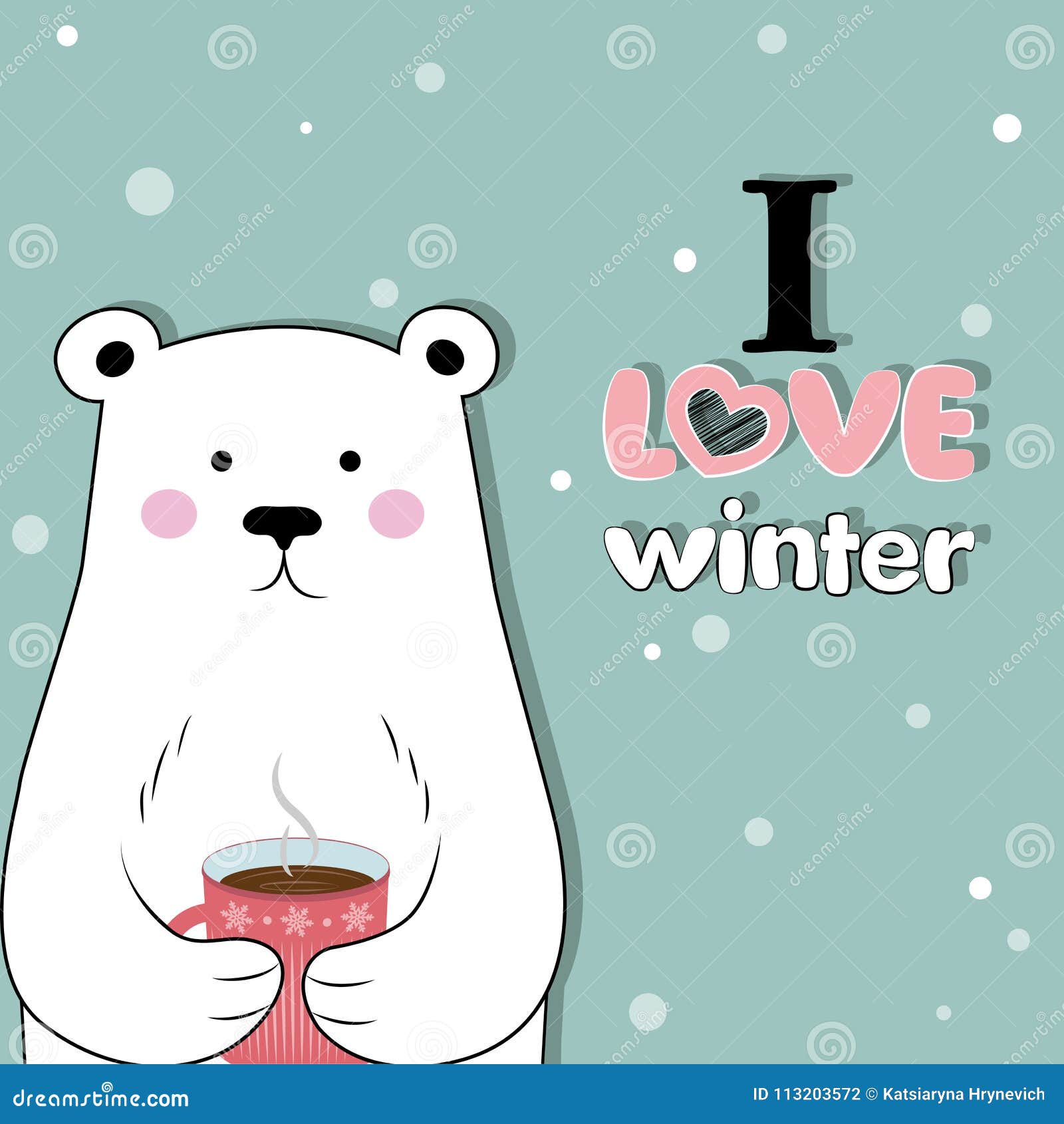 I Like Winter. Winter Time. Vector Illustration. Postcard Happy Winter ...