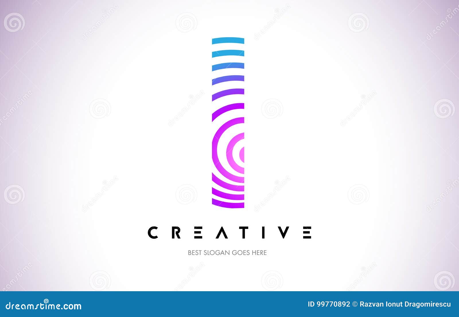 I Lines Warp Logo Design. Letter Icon Made with Purple Circular Stock ...