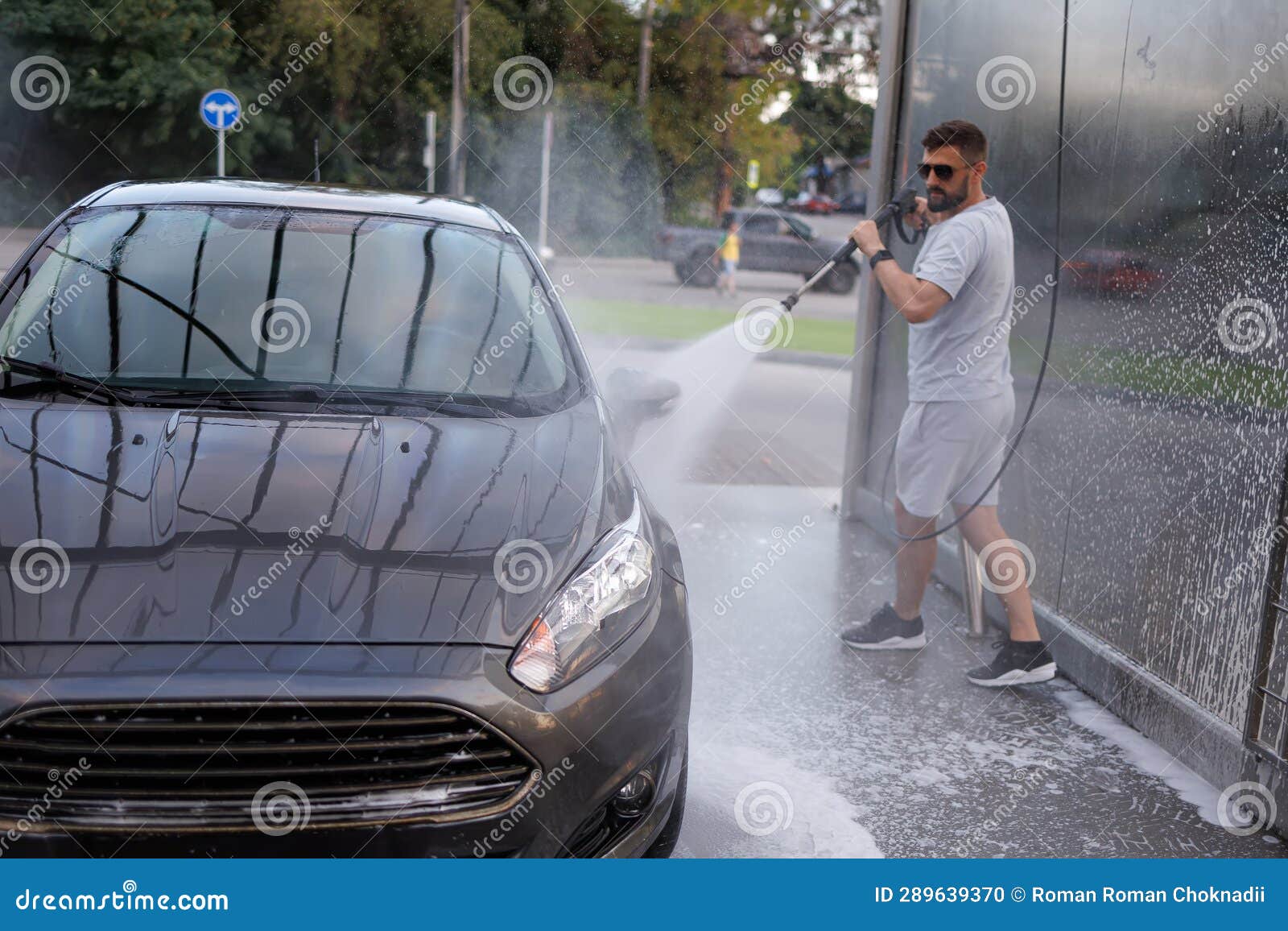 I Ll Wash the Front of the Car at the Car Wash. a Car at a Self Service ...