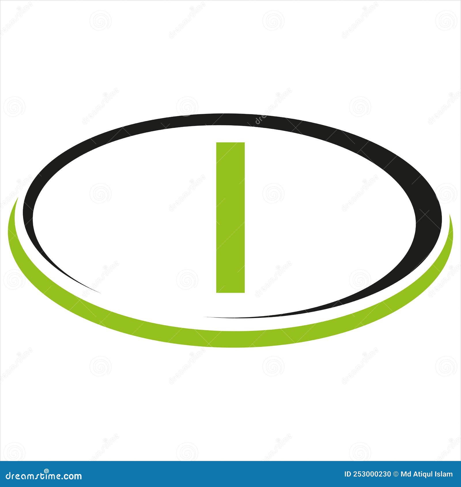 I Logo Simple Design Isolated on White Background. Stock Illustration ...