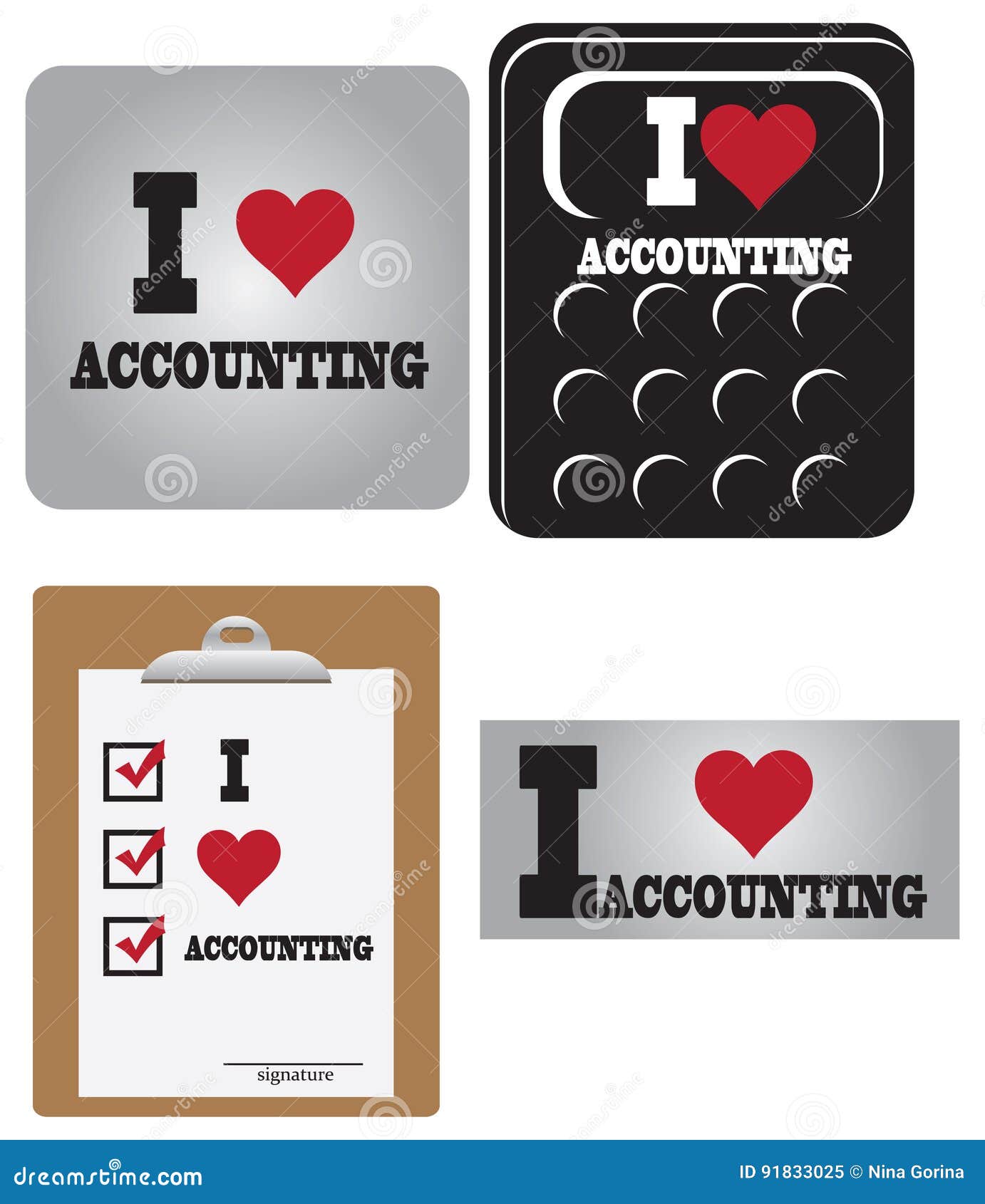 I love Accounting stock vector. Illustration of tool - 91833025