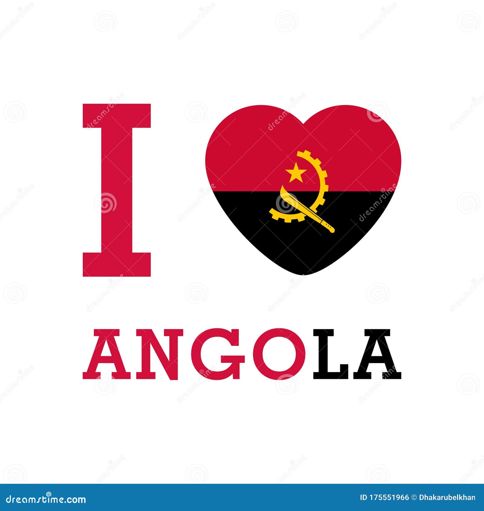 I Love Angola with Heart Flag Shape Vector Stock Vector - Illustration ...
