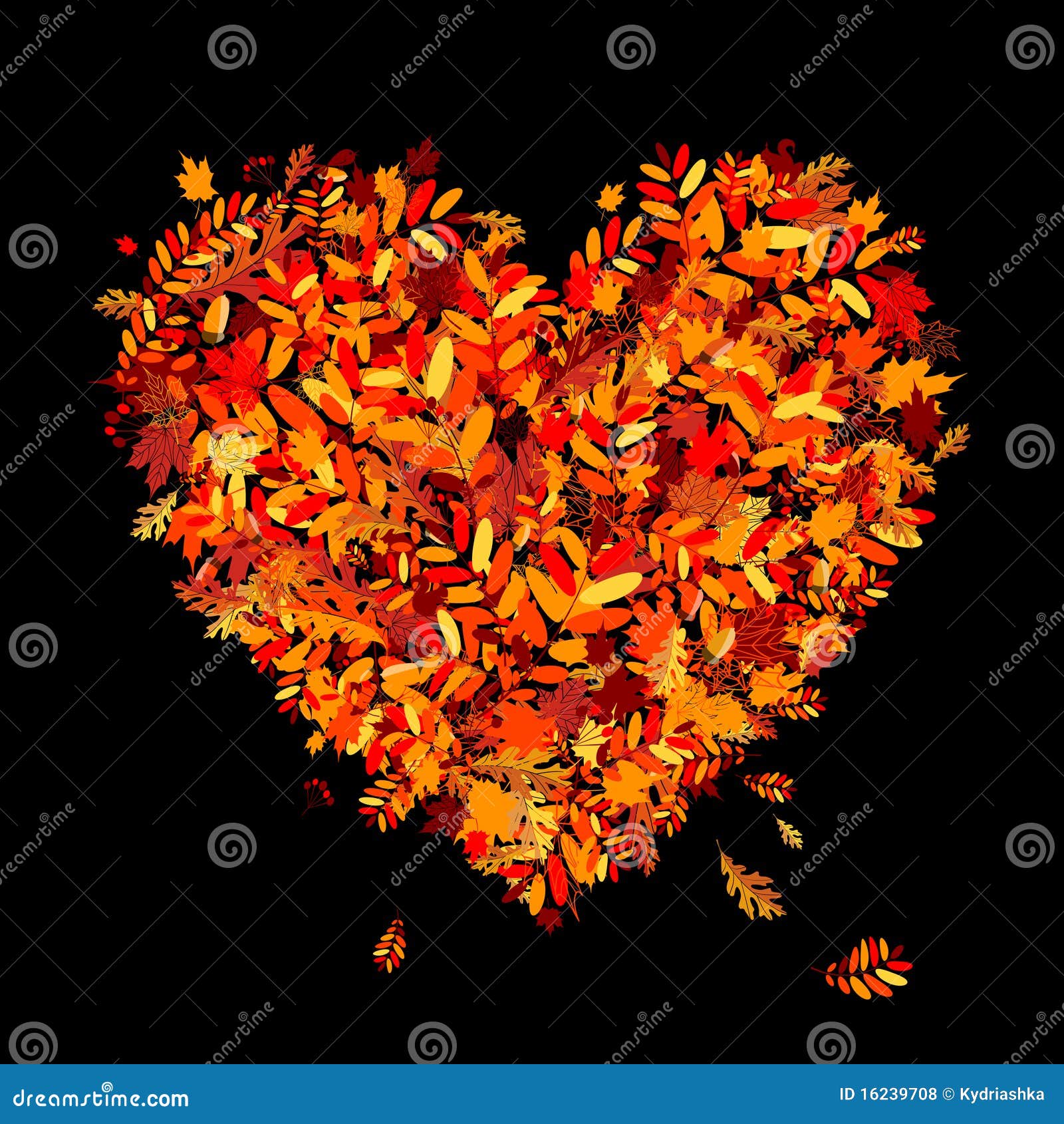 I Love Autumn! Heart Shape from Falling Leaves Stock Vector ...