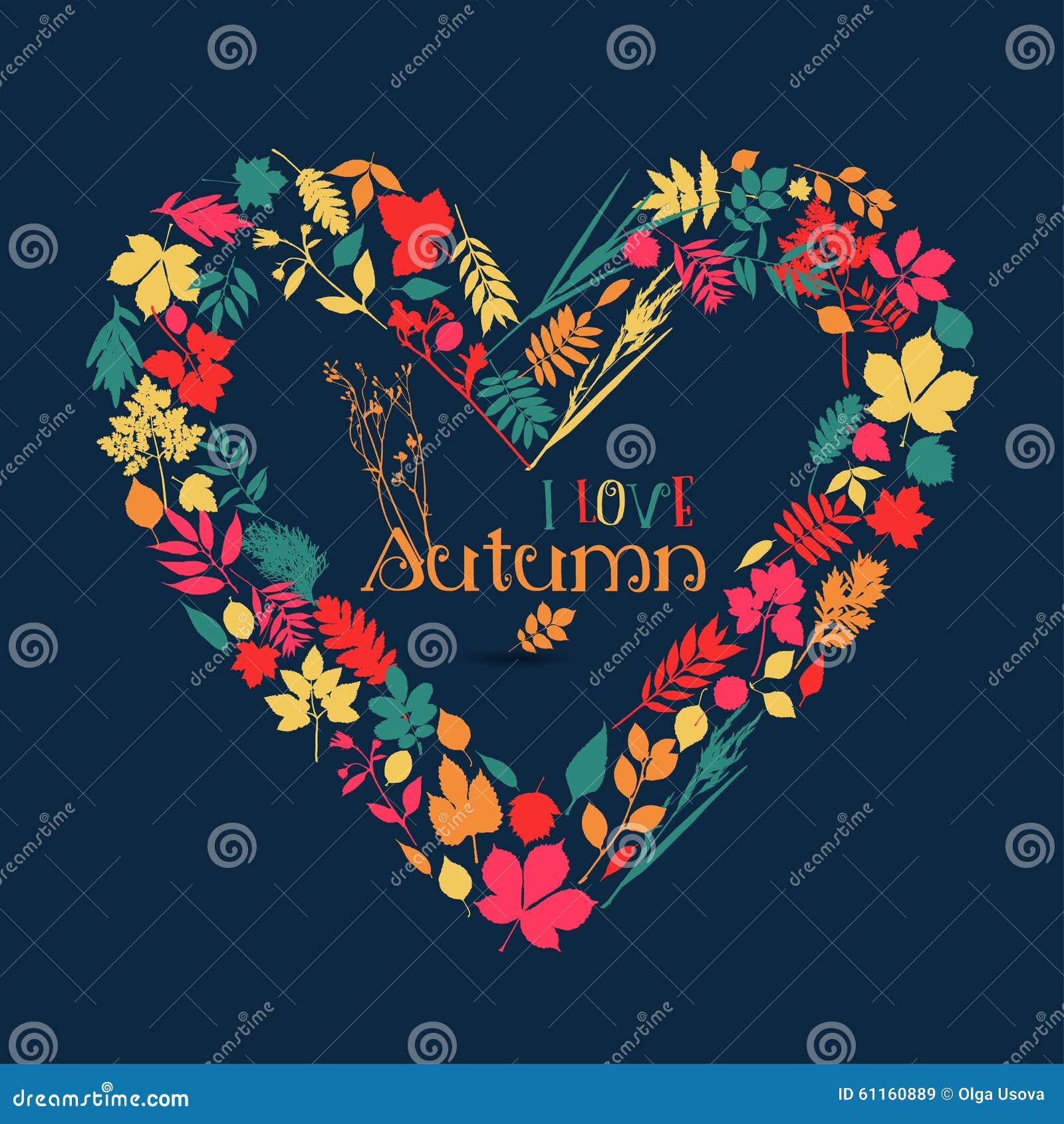 I love autumn. stock vector. Illustration of decorative - 61160889