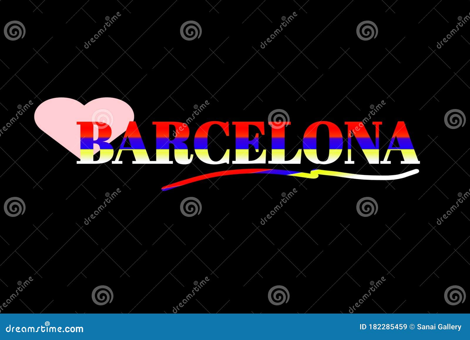 I Love Barcelona Background Design Stock Illustration - Illustration of ...