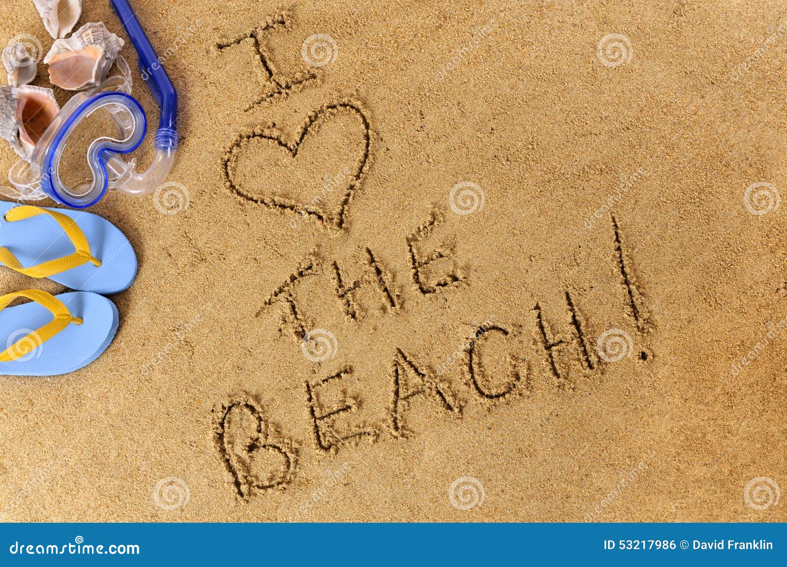 I Love the Beach Summer Vacation Writing Stock Photo - Image of message ...