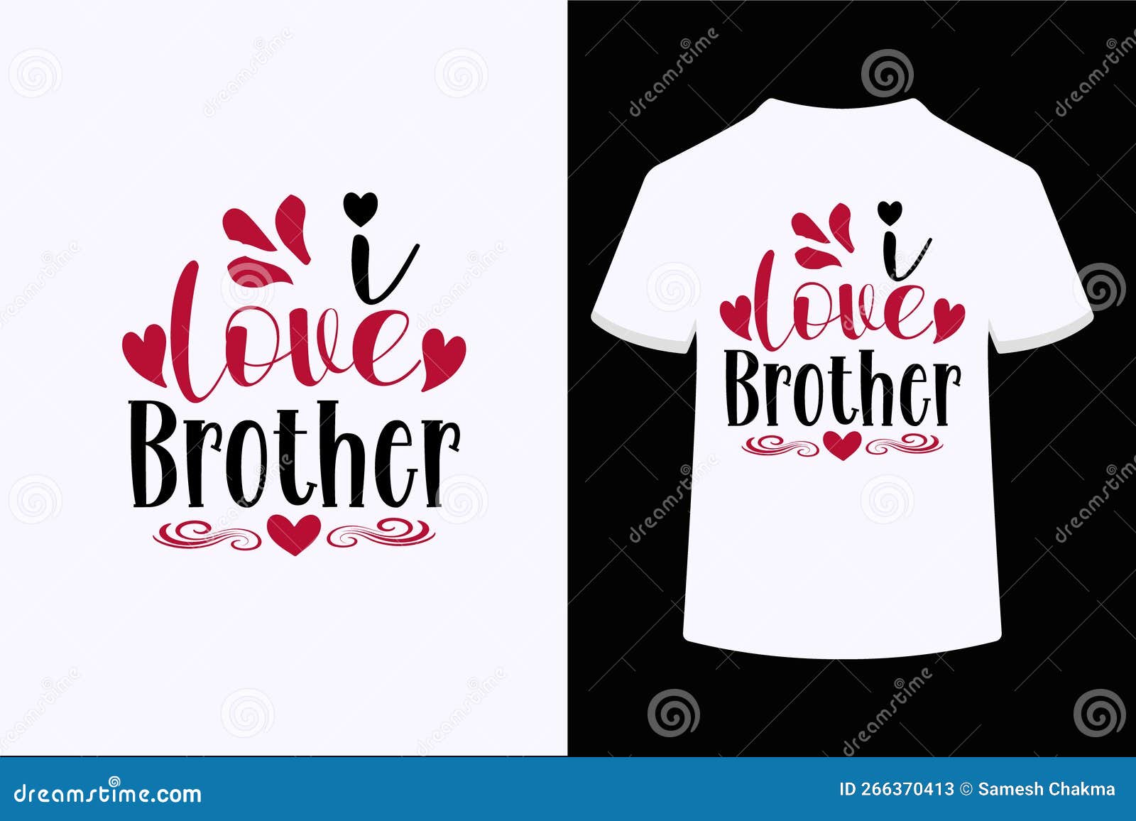 I Love Brother Vector T-shirt Design. Stock Vector - Illustration of ...
