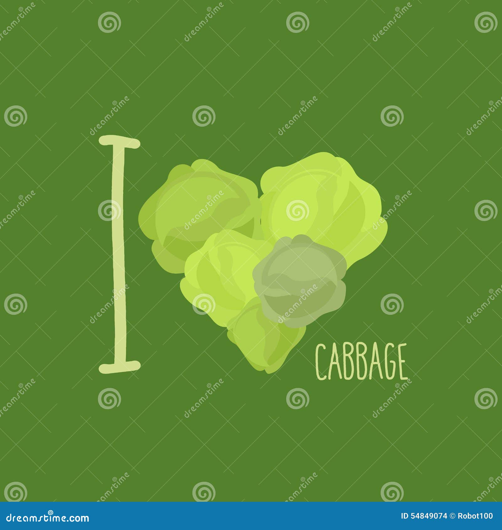 I Love Cabbage. Heart of Green Cabbage Stock Vector - Illustration of ...