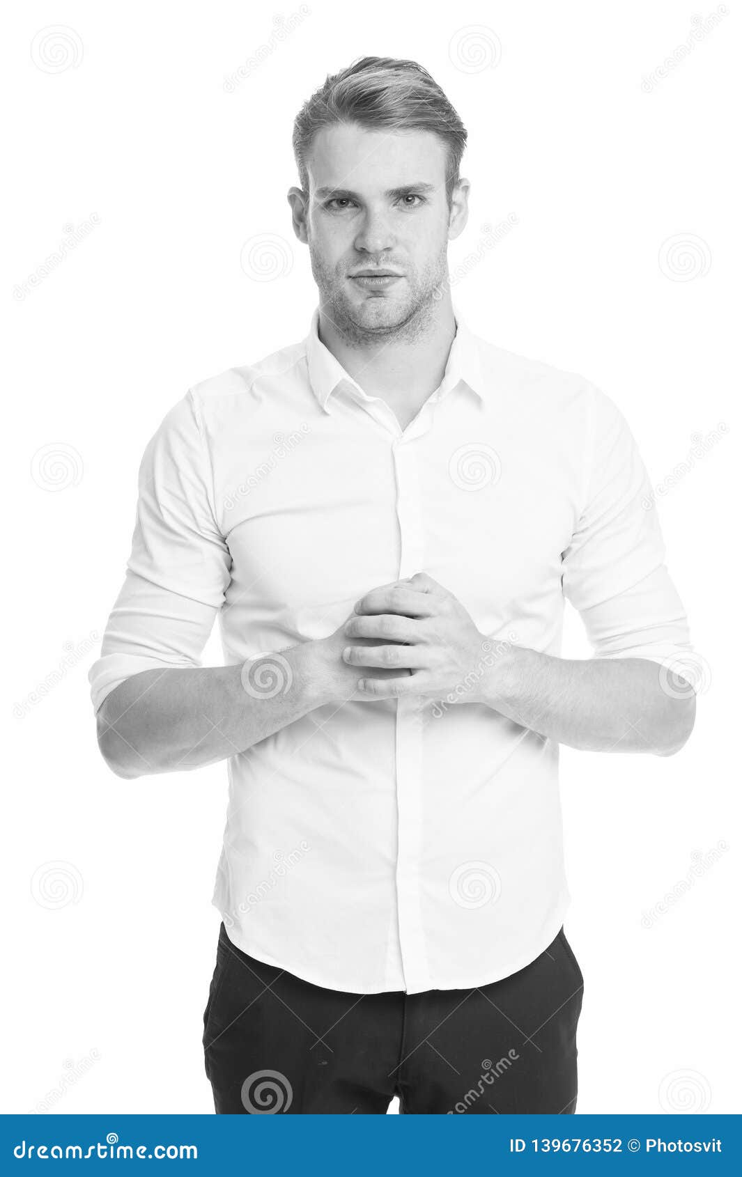 Handsome Short Haired Bearded Man Entering The Room Royalty Free Stock