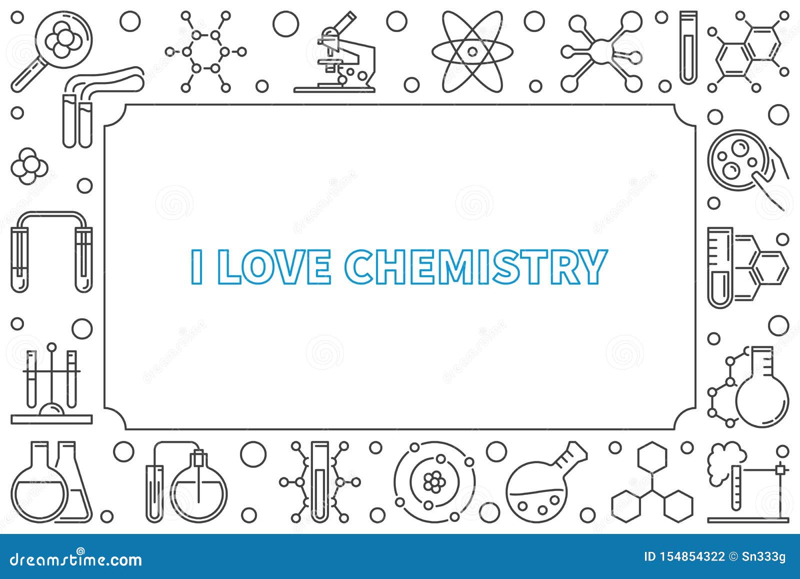 Chemistry Outline Golden Frame. Vector Line Illustration ...
