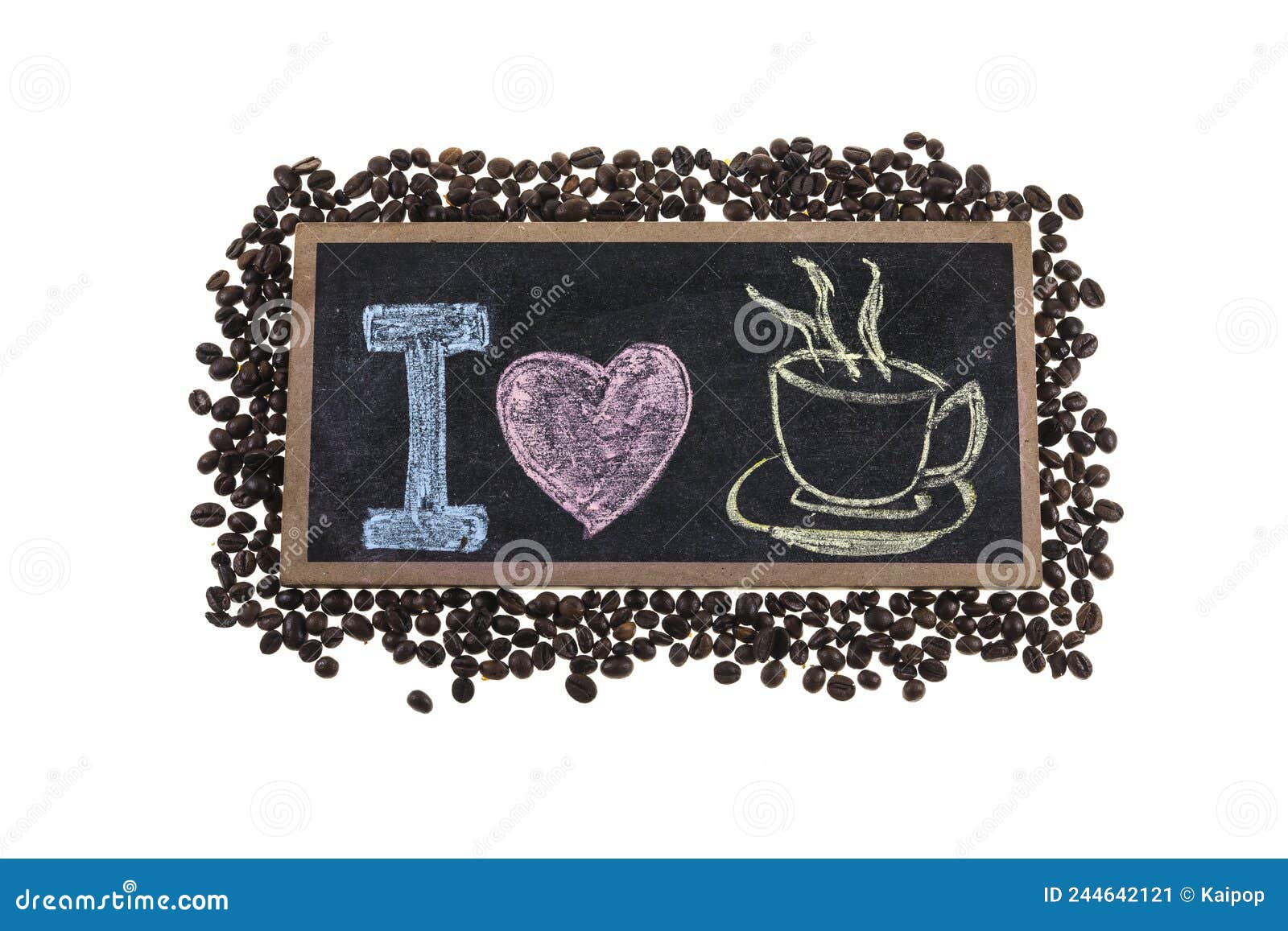 I Love Coffee Signs, Coffee Beans on White Background Stock Image ...