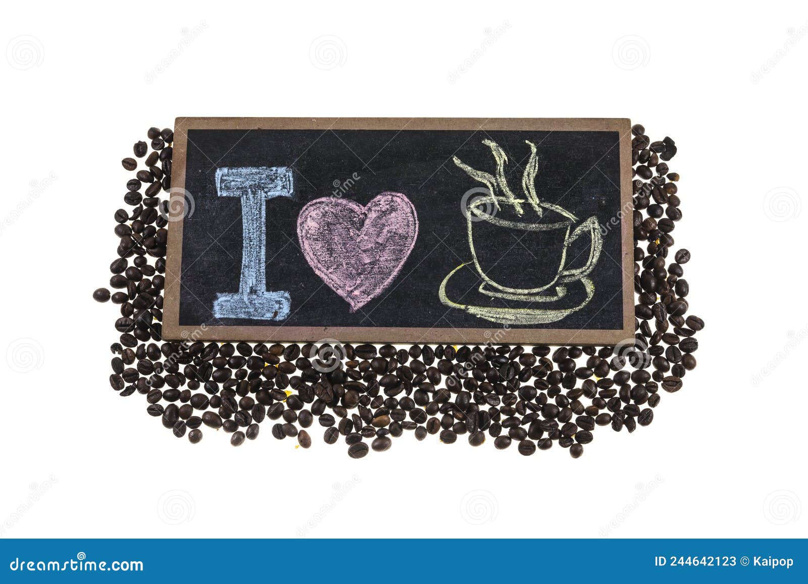 I Love Coffee Signs, Coffee Beans on White Background Stock Image ...
