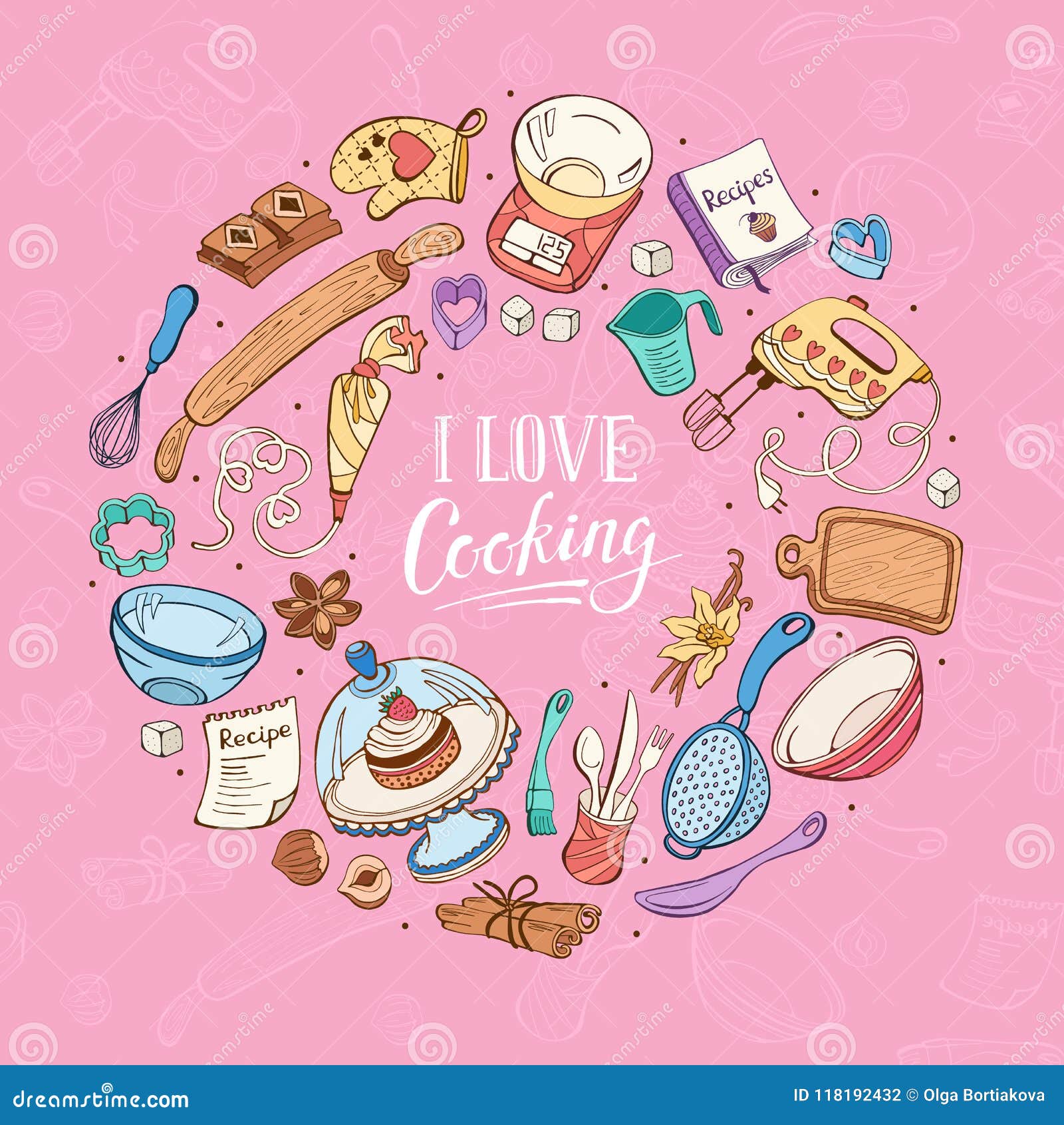 I love cooking poster stock vector. Illustration of equipment - 118192432