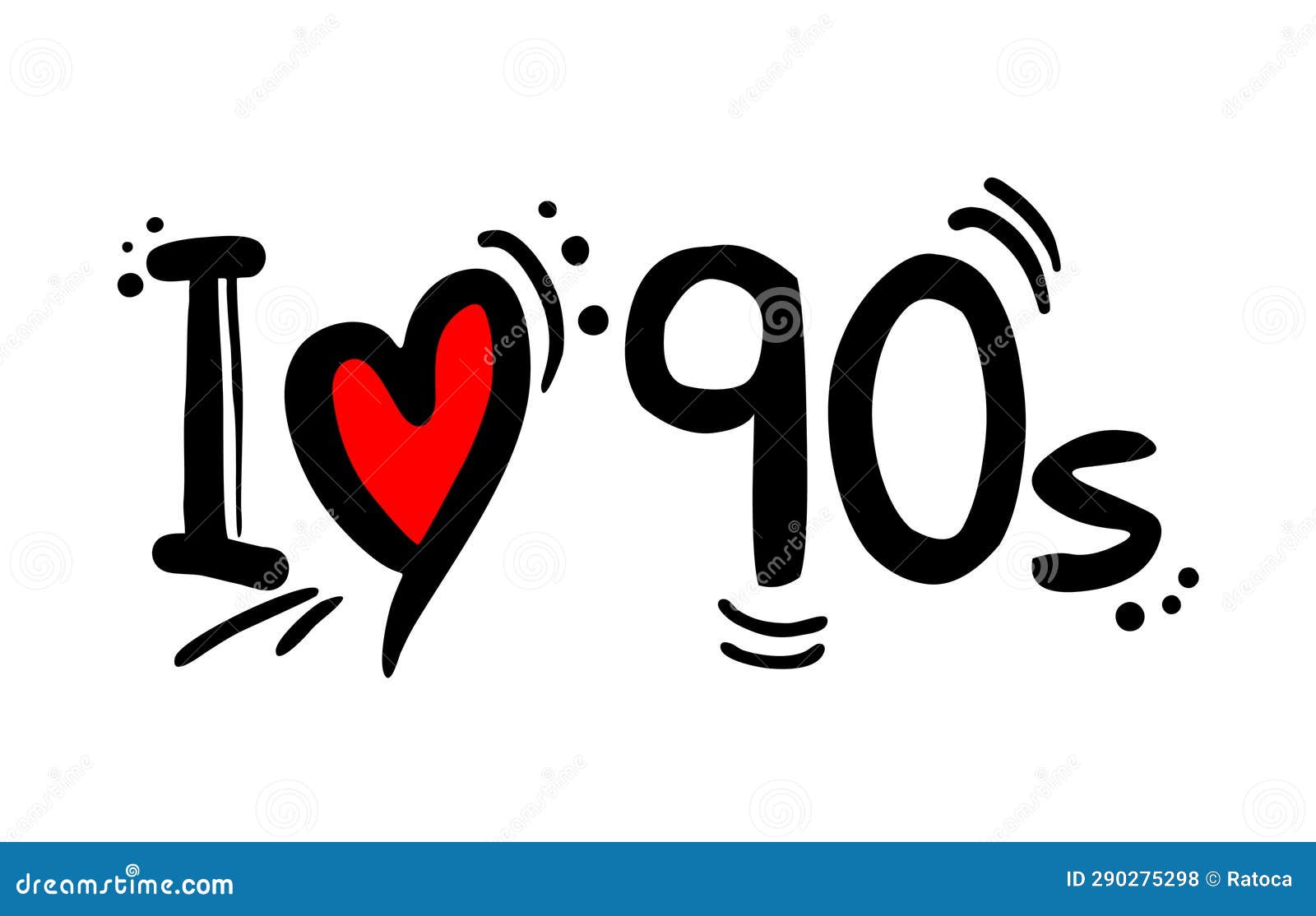 I Love 90s Decade Symbol Vector Illustration | CartoonDealer.com #223202874