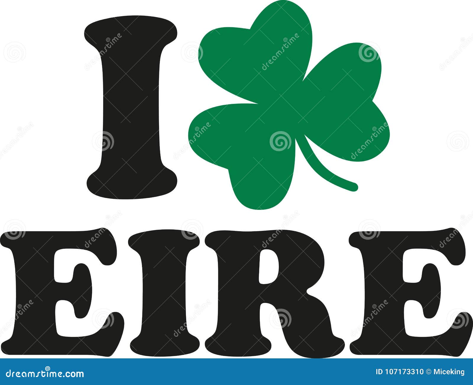 I love Eire with shamrock stock vector. Illustration of love - 107173310