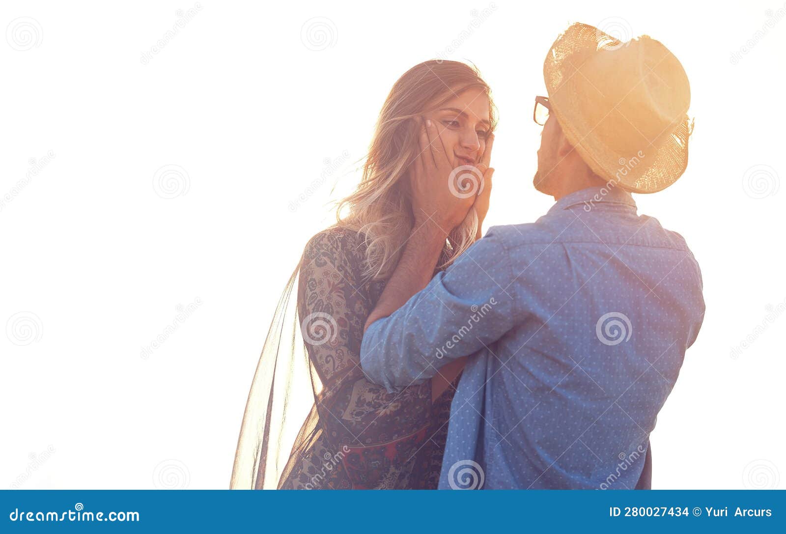 I Love this Face. an Affectionate Young Couple at the Beach. Stock ...
