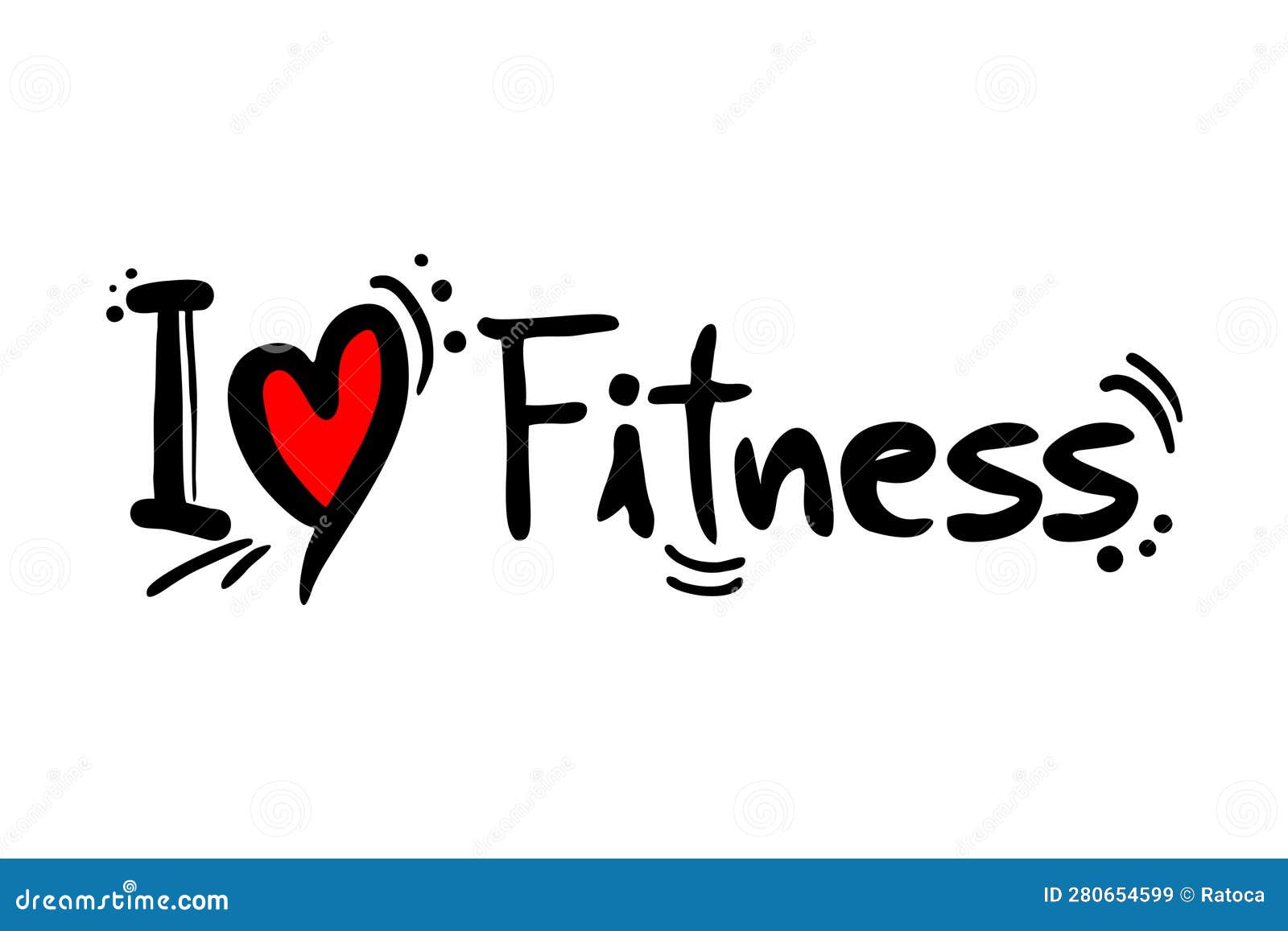 I love Fitness message stock vector. Illustration of heart - 280654599