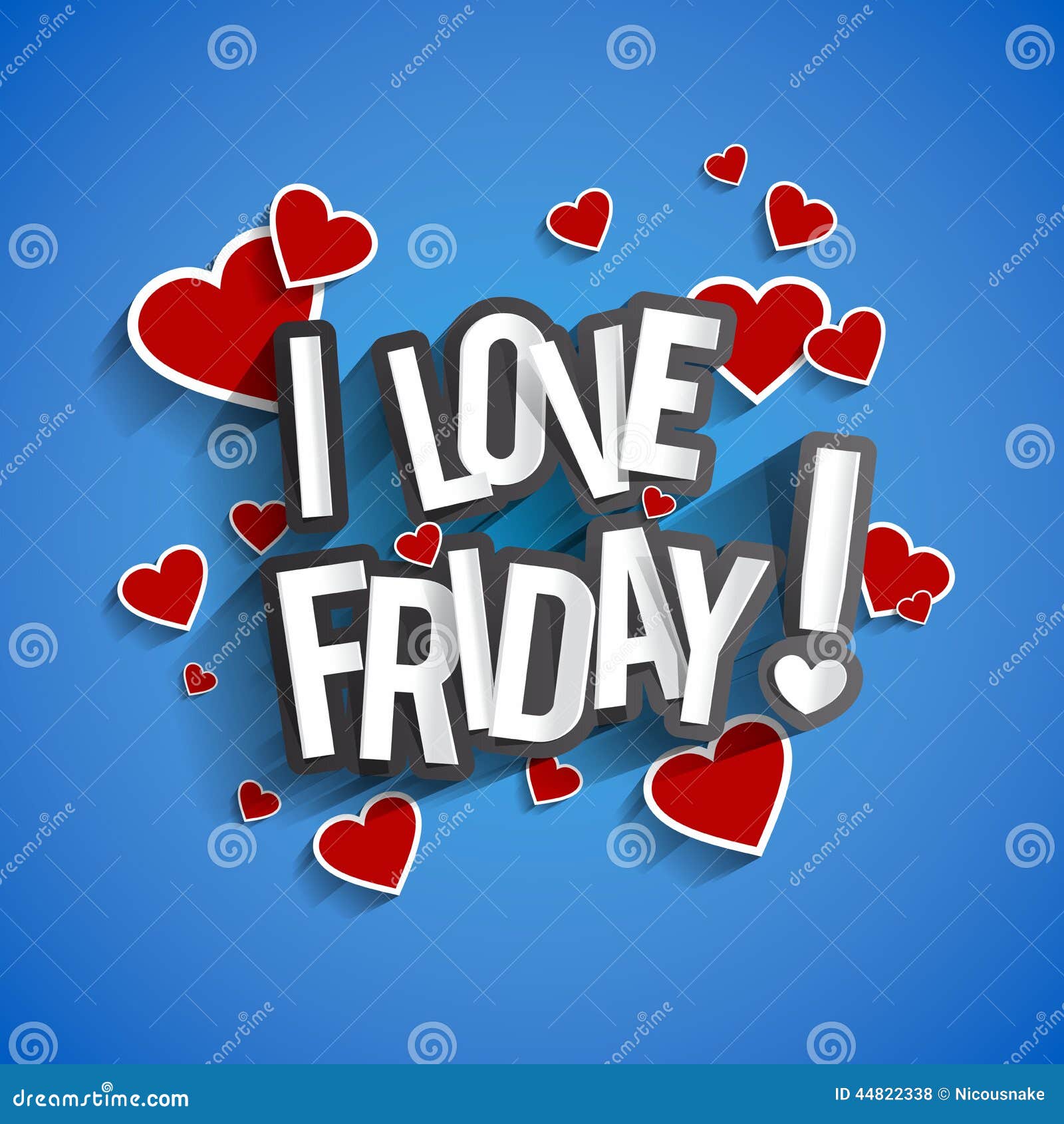 I Love Friday stock vector. Illustration of love, signs - 44822338