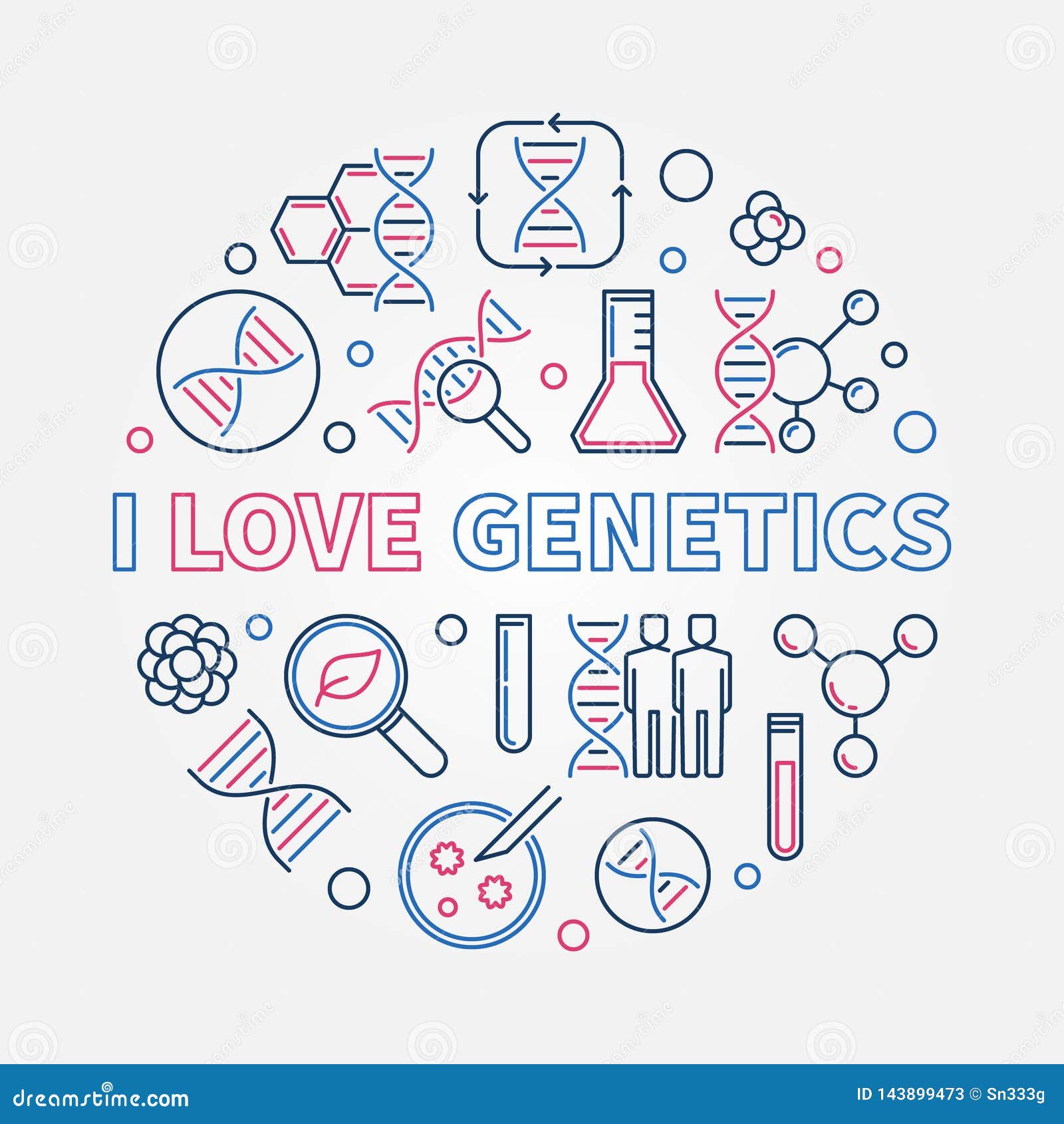 I Love Genetics Vector Creative Outline Round Illustration Stock Vector ...