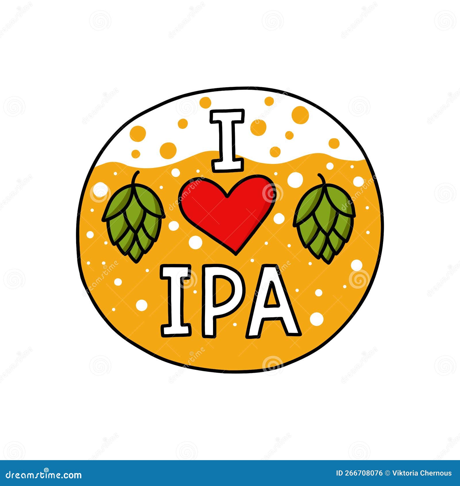 I Love Ipa Doodle Sticker, Vector Color Line Illustration Stock Vector ...