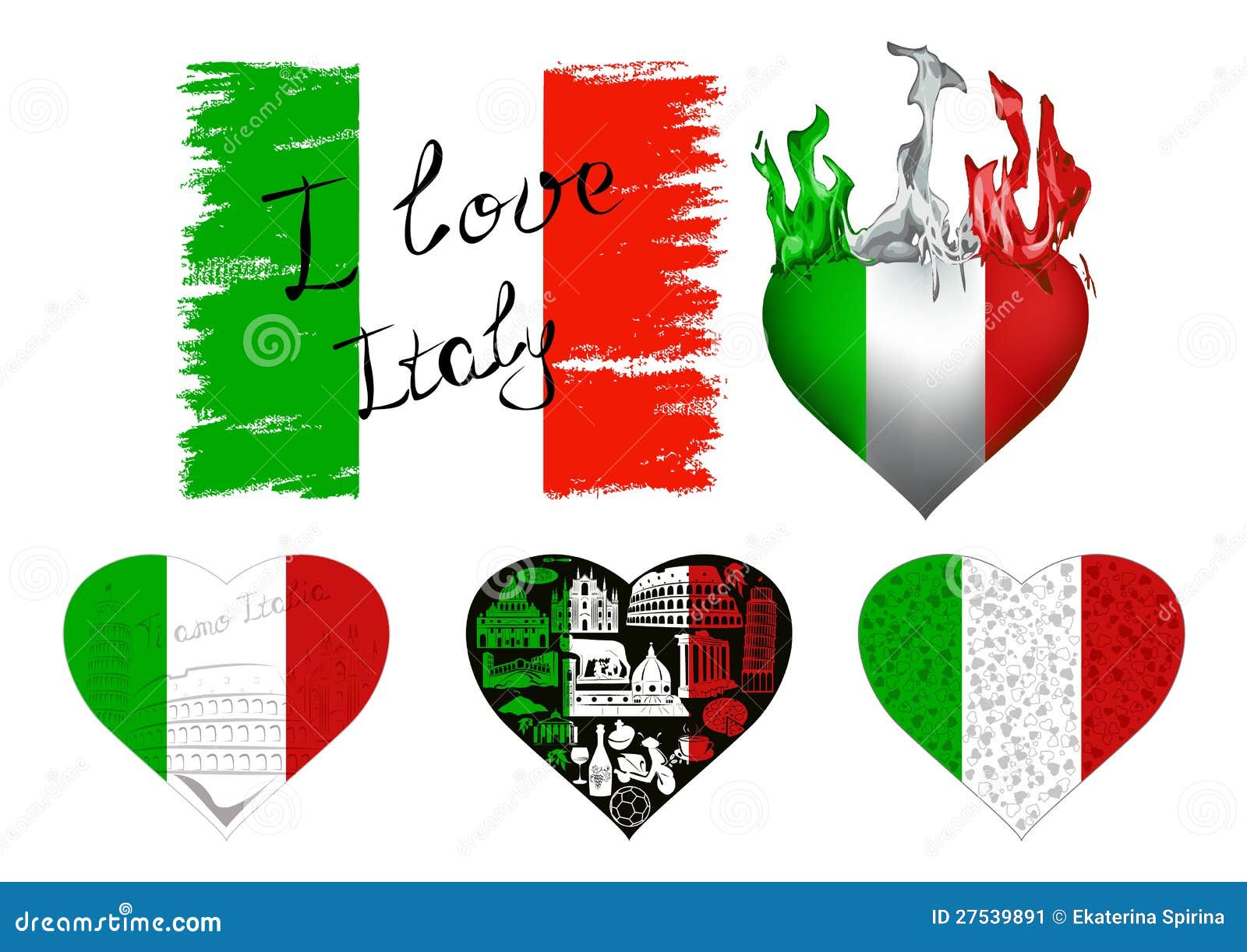 I love italy set stock vector. Illustration of ball, espresso - 27539891