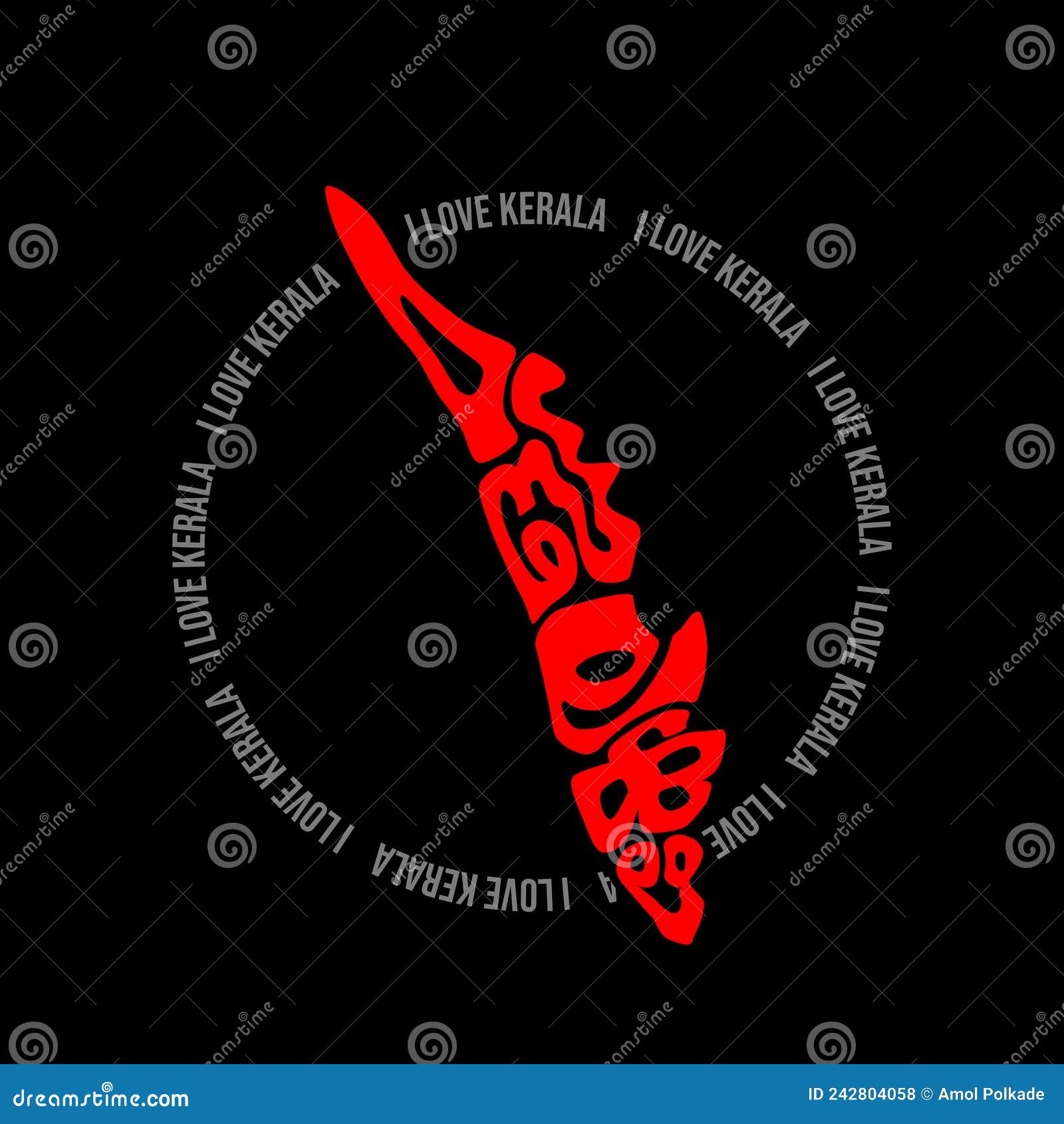 Kerala Map Typography With Malayalam Script. Kerala Map Typography ...