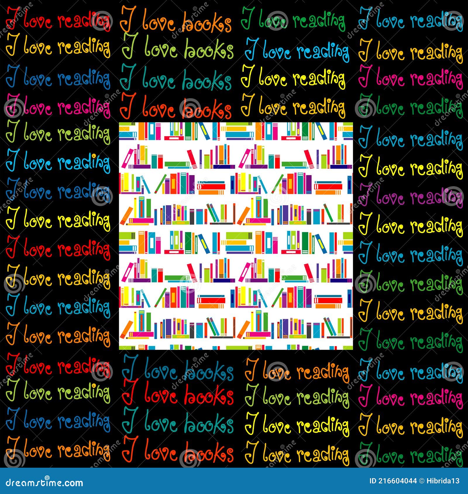 I Love Learning and I Love Books Background Stock Vector - Illustration ...