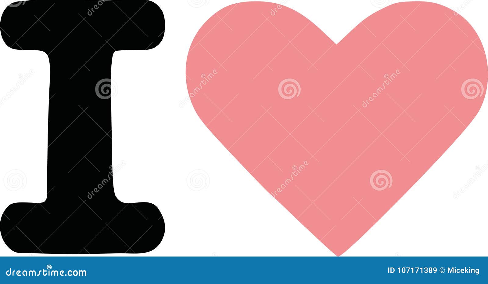 I Love with Light Pink Heart Stock Vector - Illustration of decorative ...