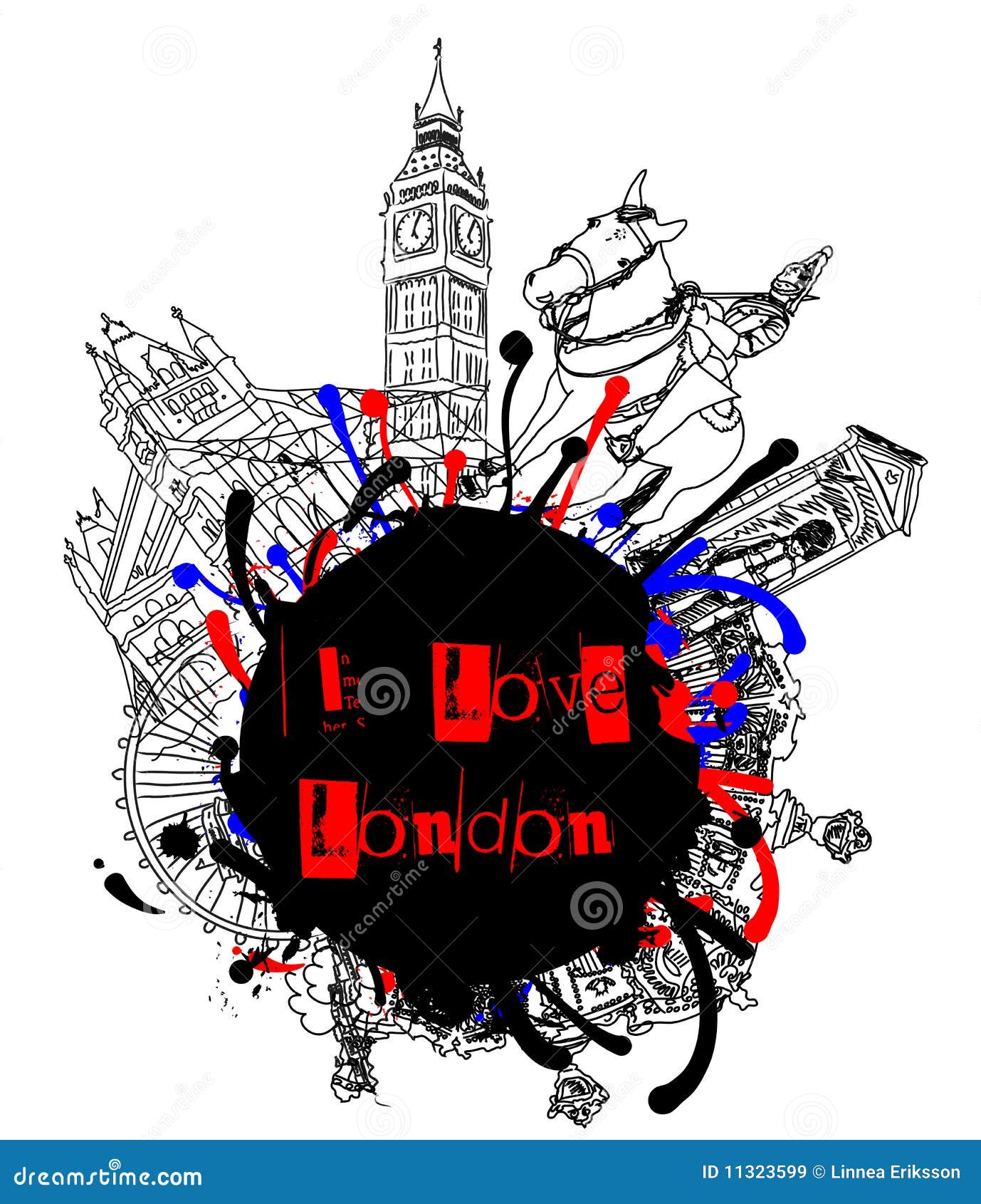 I Love London Grunge stock vector. Illustration of sightseeing - 11323599