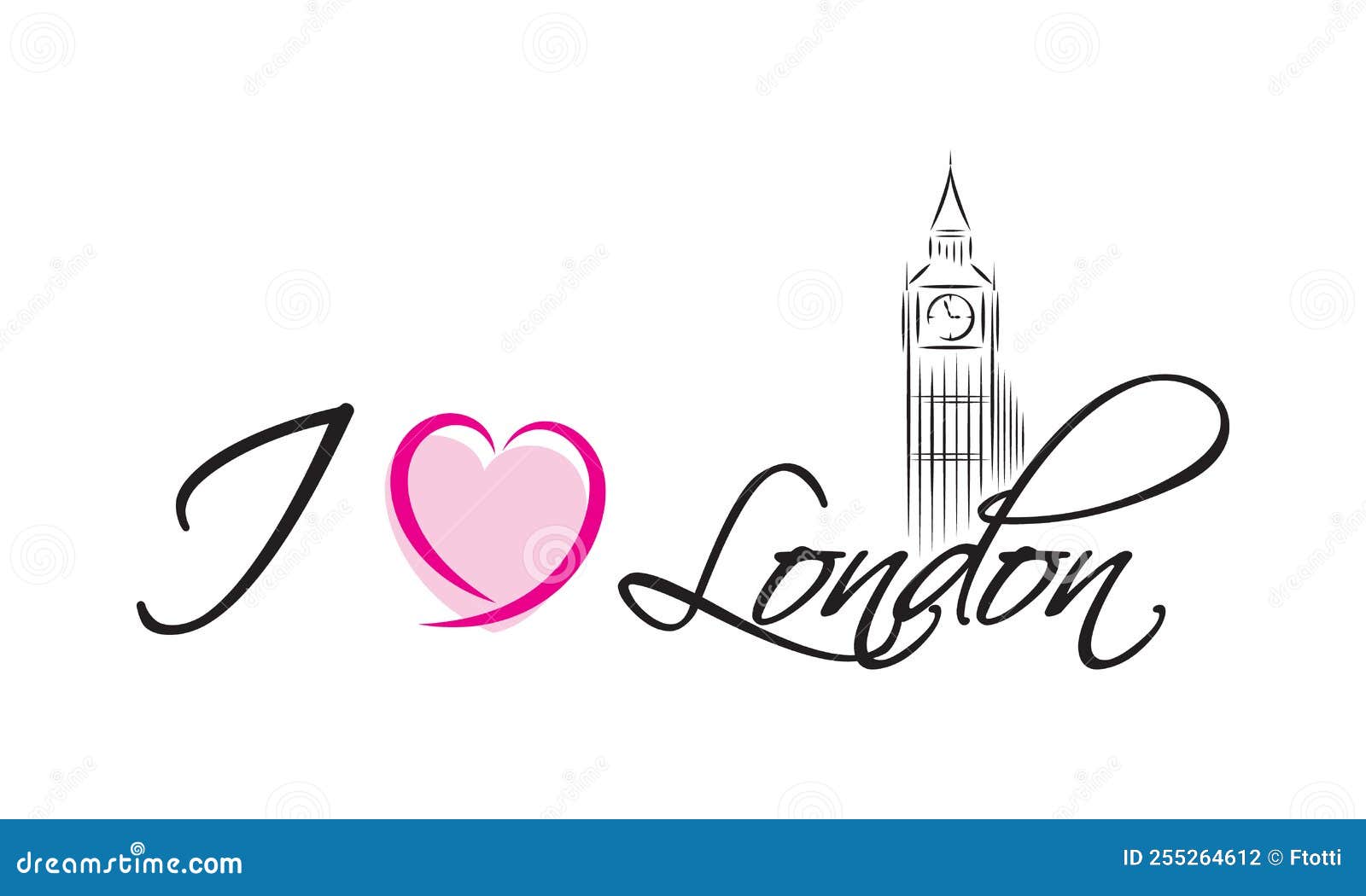 I Love London Hand Drawn Vector Lettering And Big Ben Watch Tower ...