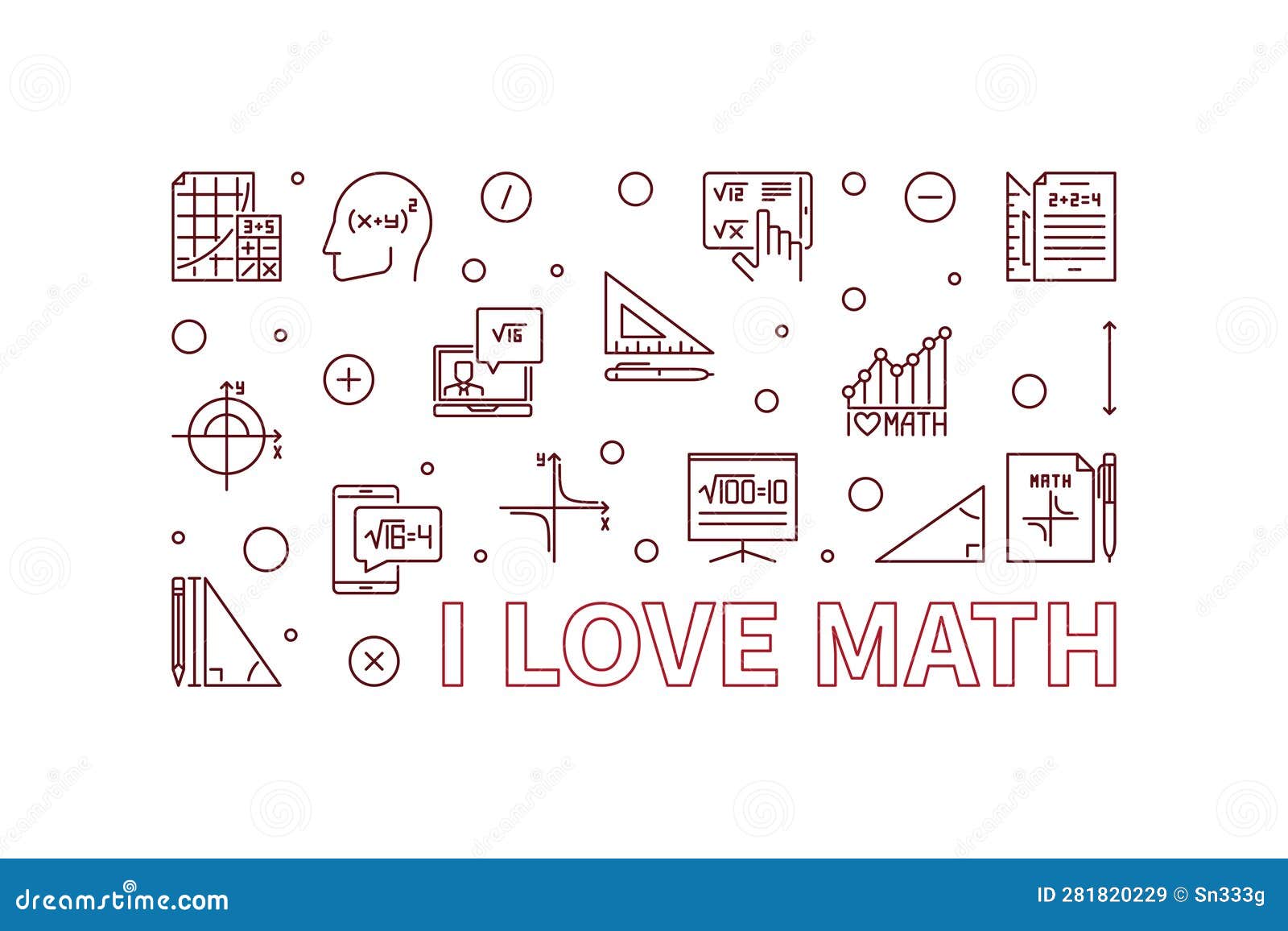 I Love Math Concept Vector Line Horizontal Banner - Mathematics ... I Love Math Concept Vector Line Horizontal Banner - Mathematics ...