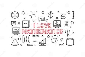 I Love Mathematics Vector Line Horizontal Banner - Math Concept ...