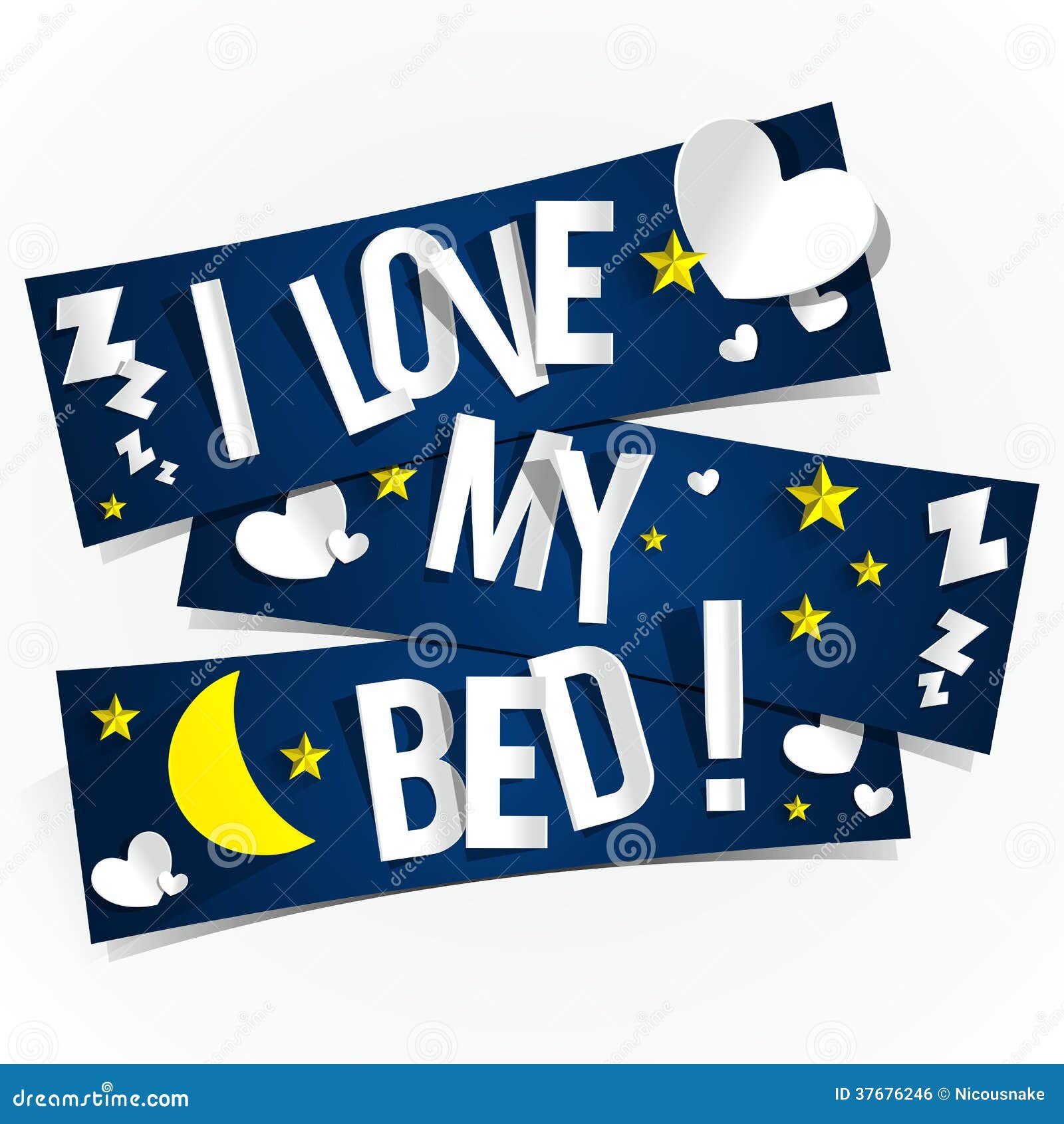 I Love My Bed stock vector. Illustration of moon, lying - 37676246