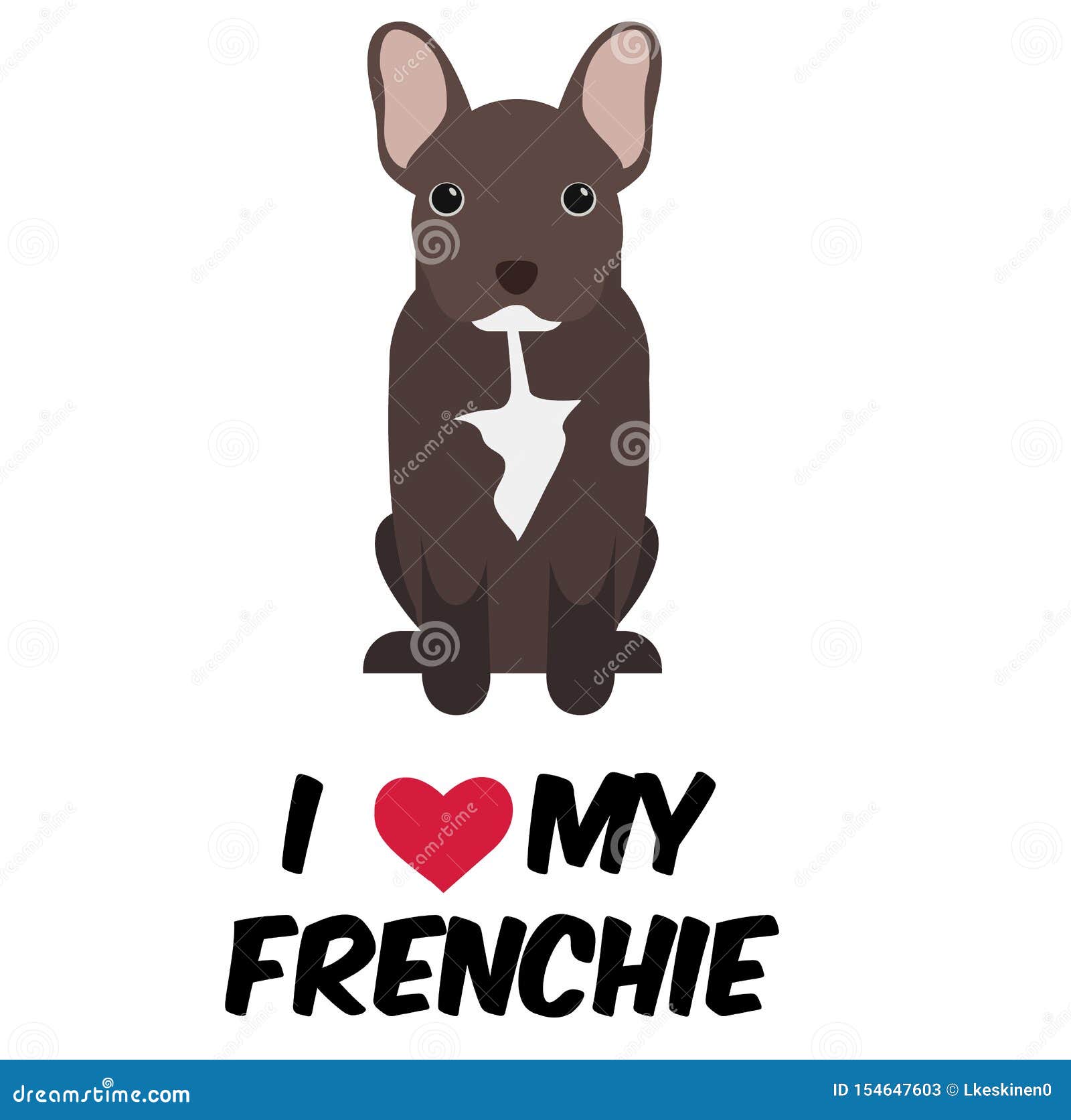 I Love My Frenchie Illustration on White Background Stock Vector ...