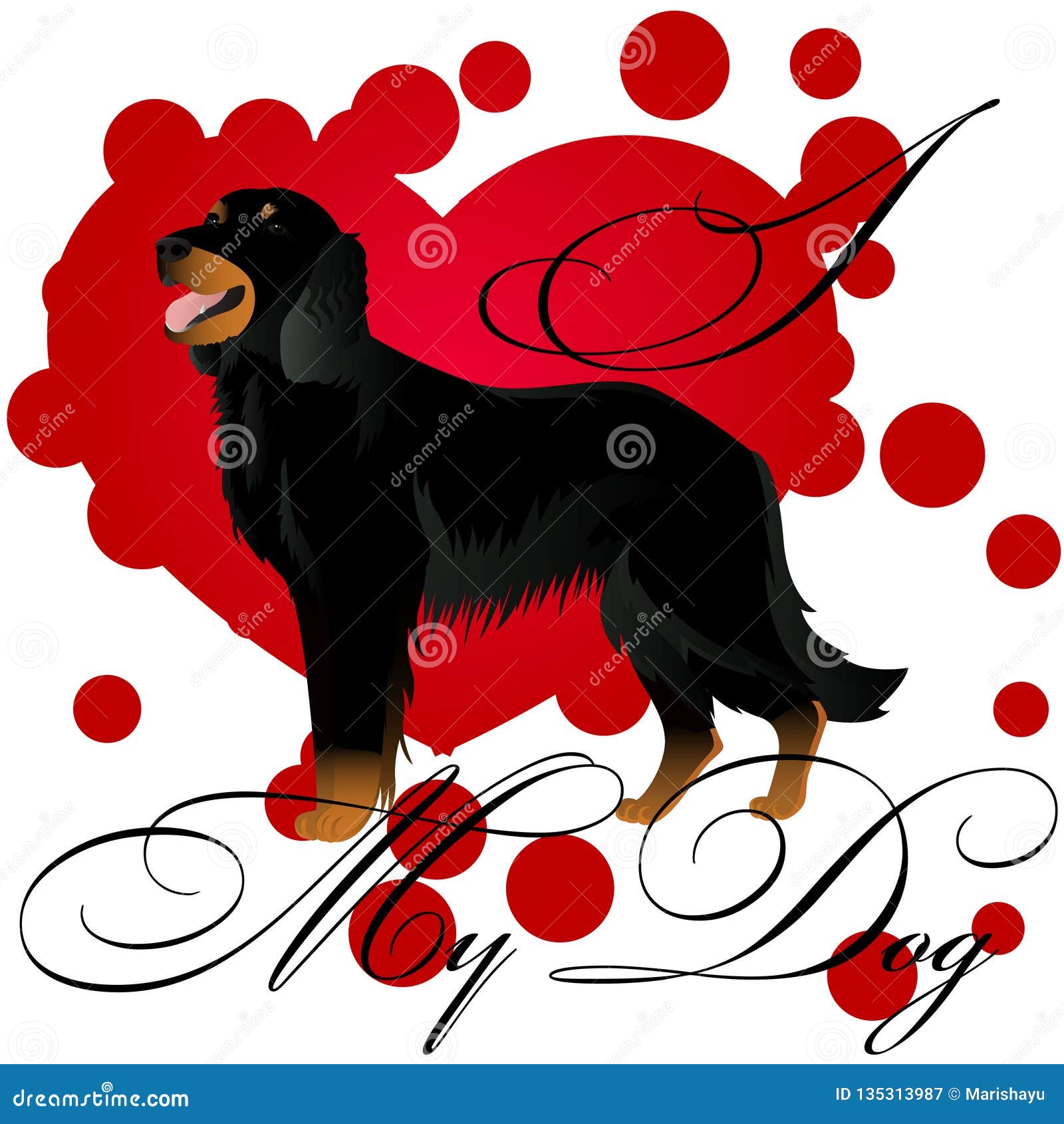Gordon Setter Dog Digital Art Illustration Isolated On White Background ...