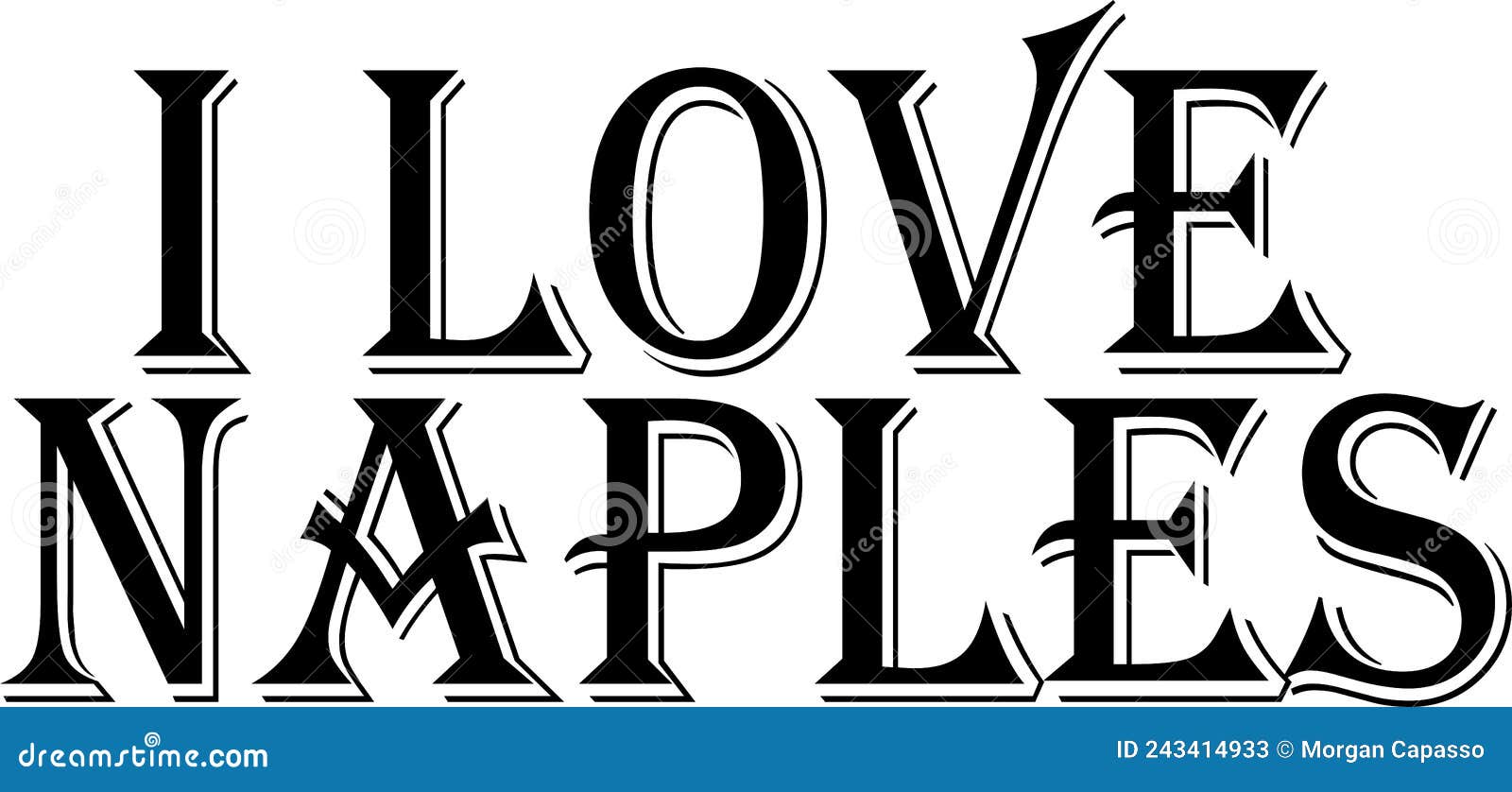 I Love Naples Text Sign Illustration Stock Vector - Illustration of ...