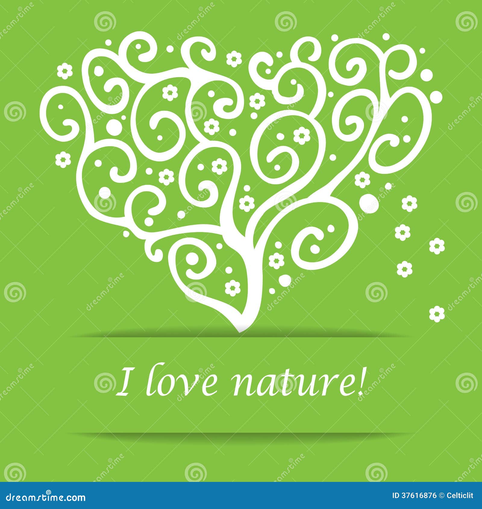 I Love Nature Heart Tree Symbol Stock Vector - Illustration of ...