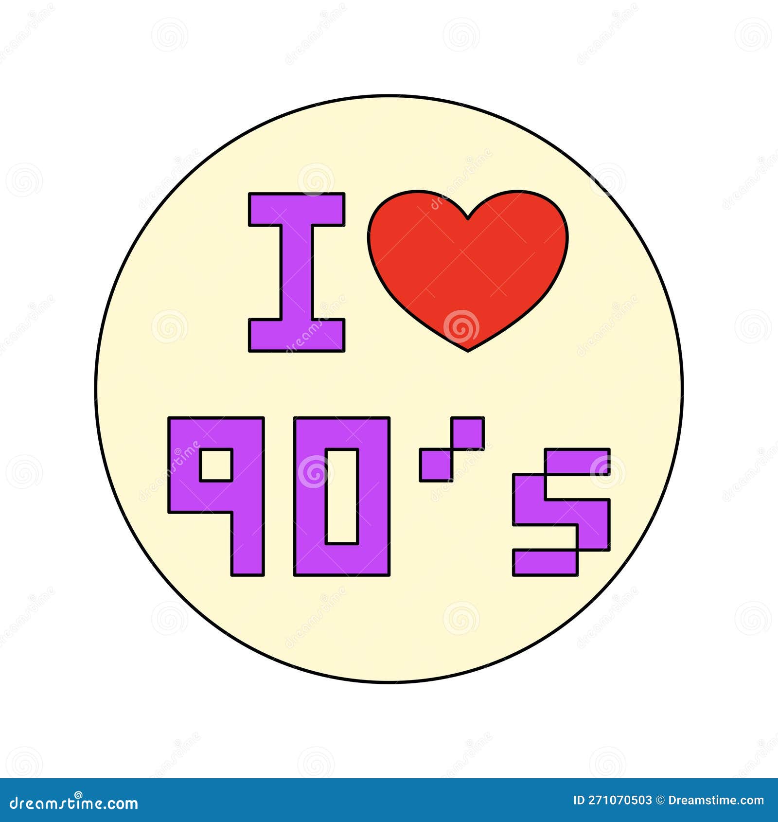 I Love Nineties 90s Sticker, Doodle Style Flat Vector Stock Vector ...