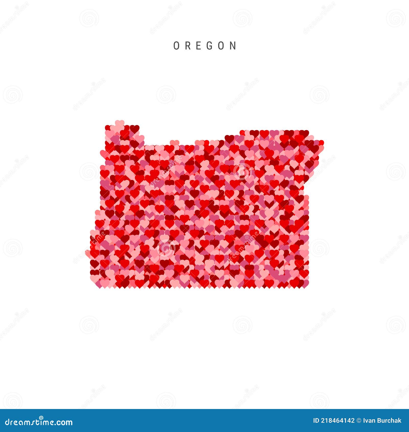 I Love Oregon. Red Hearts Pattern Vector Map of Oregon Stock Vector ...