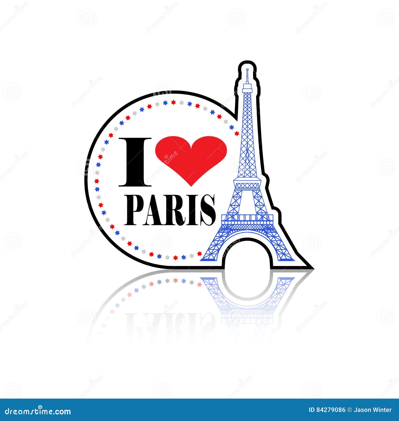 I Love Paris Label stock vector. Illustration of tower - 84279086