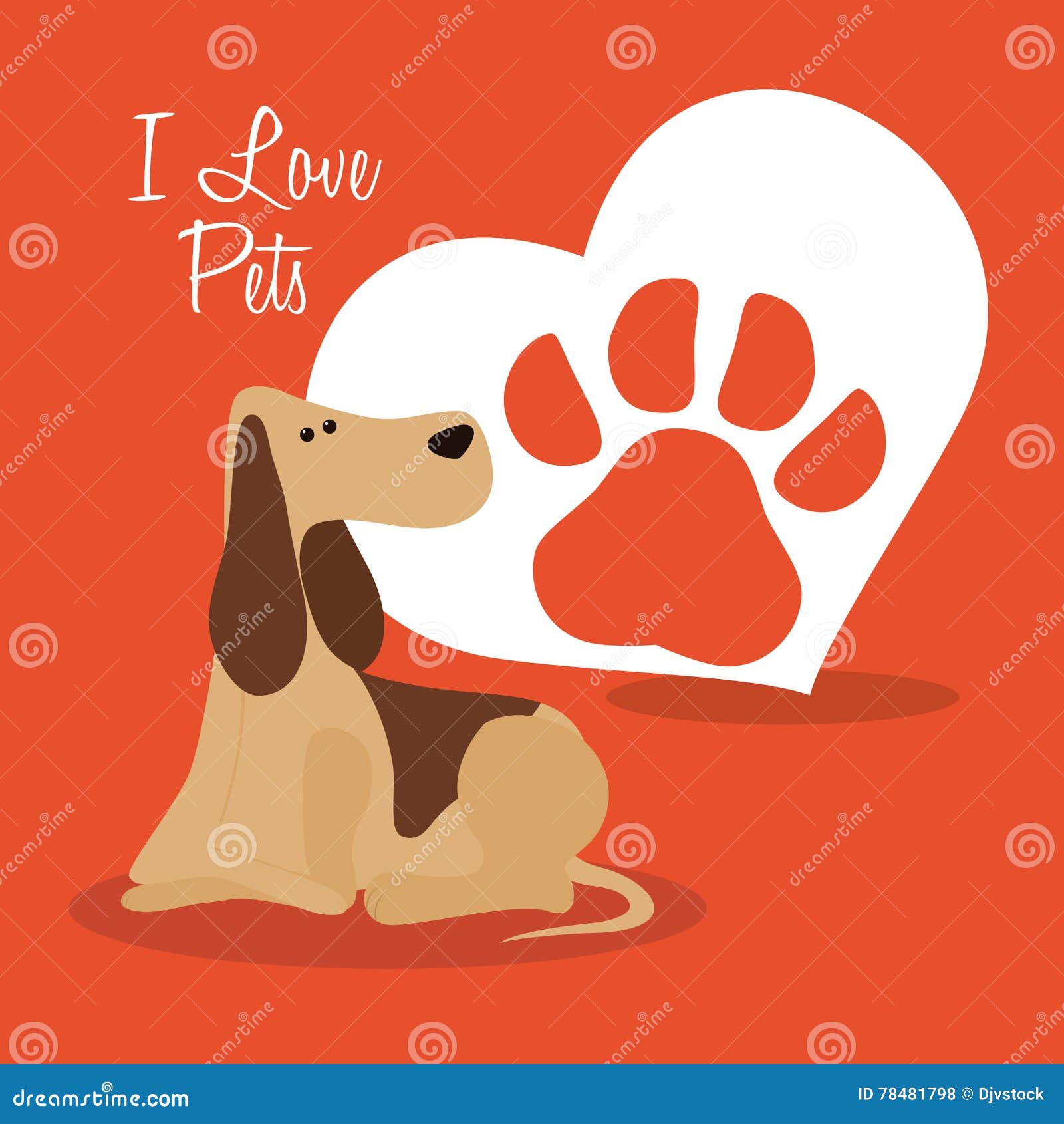 I love pets heart poster stock vector. Illustration of template - 78481798