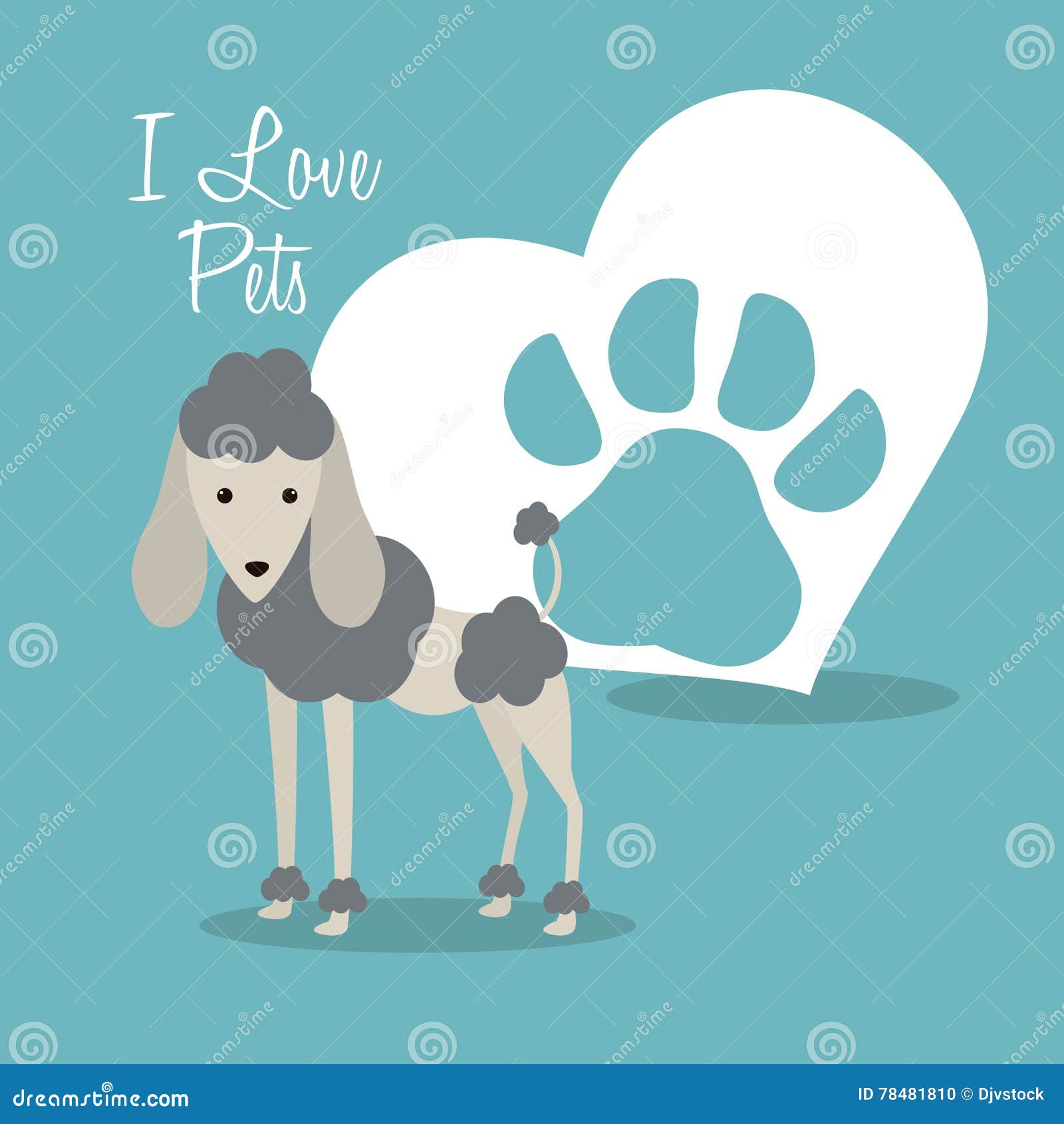 I love pets heart poster stock vector. Illustration of greeting - 78481810