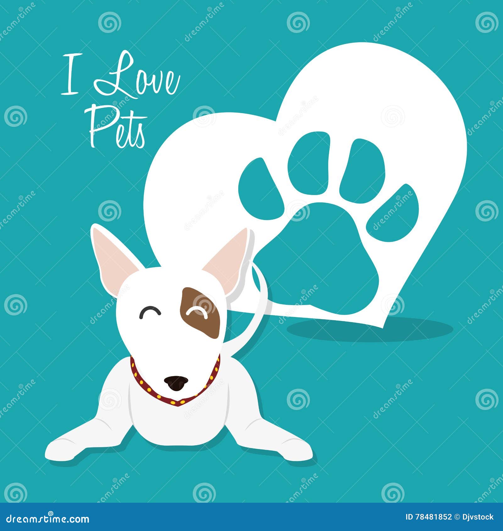 I love pets heart poster stock vector. Illustration of beautiful - 78481852