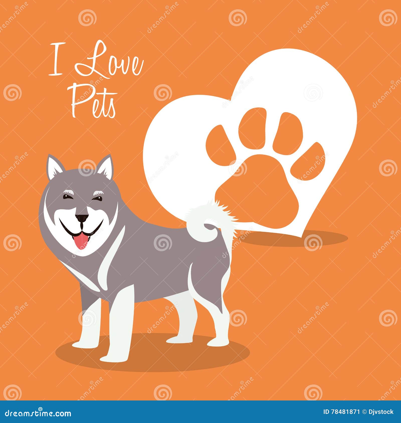 I love pets heart poster stock vector. Illustration of sweet - 78481871