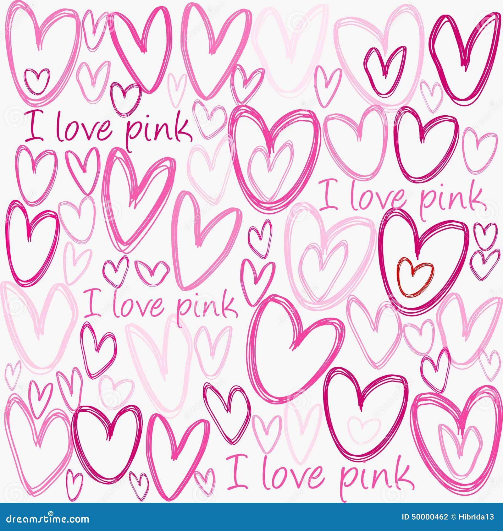 I Love Pink Background with Hearts Stock Vector - Illustration of paper ...