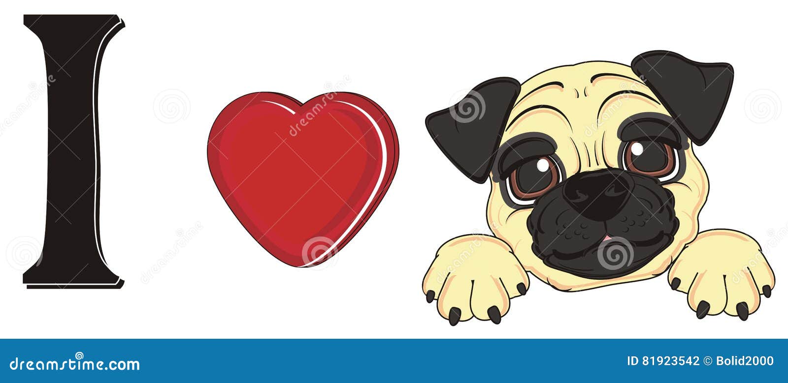 I love pug stock illustration. Illustration of isolated - 81923542